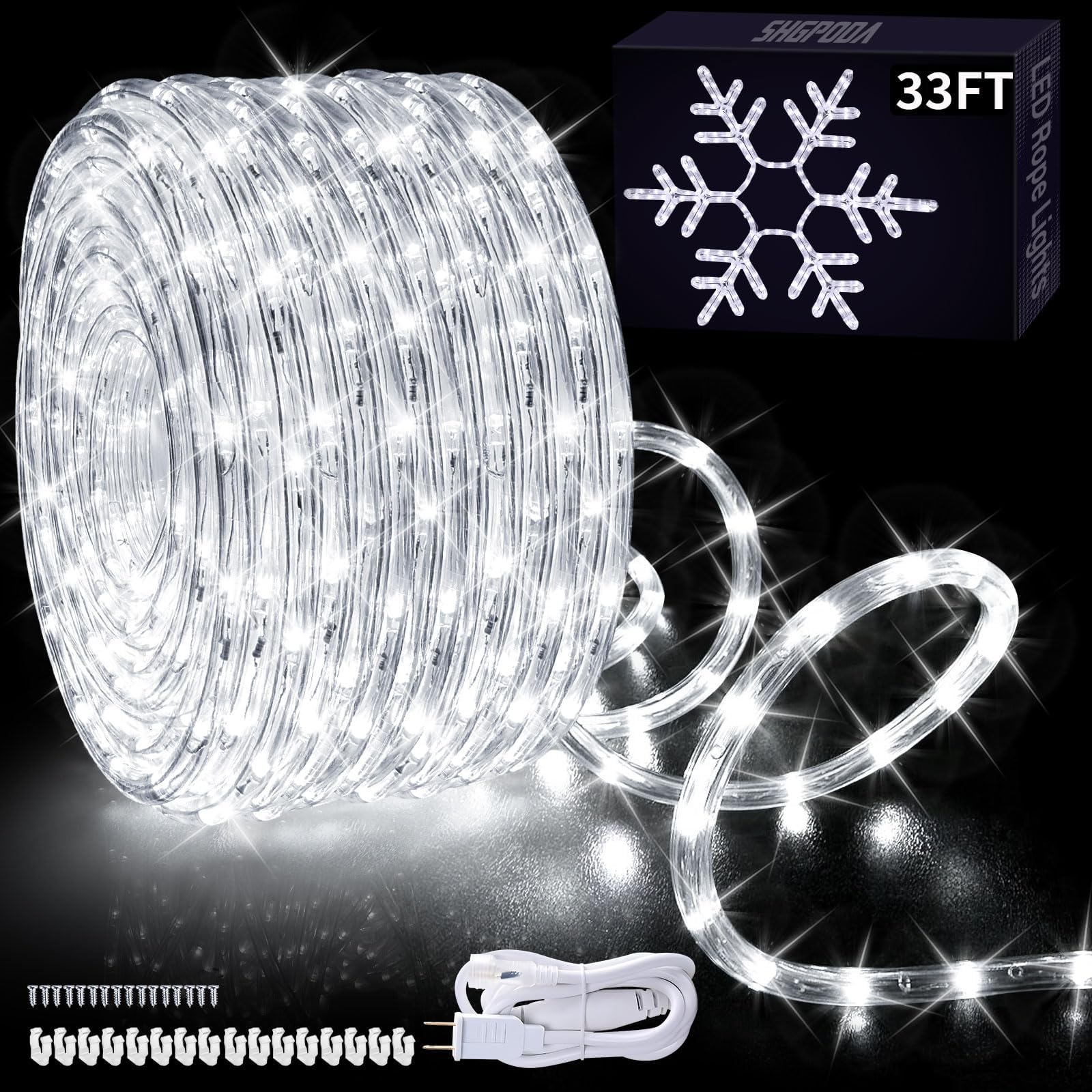 Amazon.com: 33ft/10m LED Rope Lights,360 LEDs,Cool White,Waterproof ...