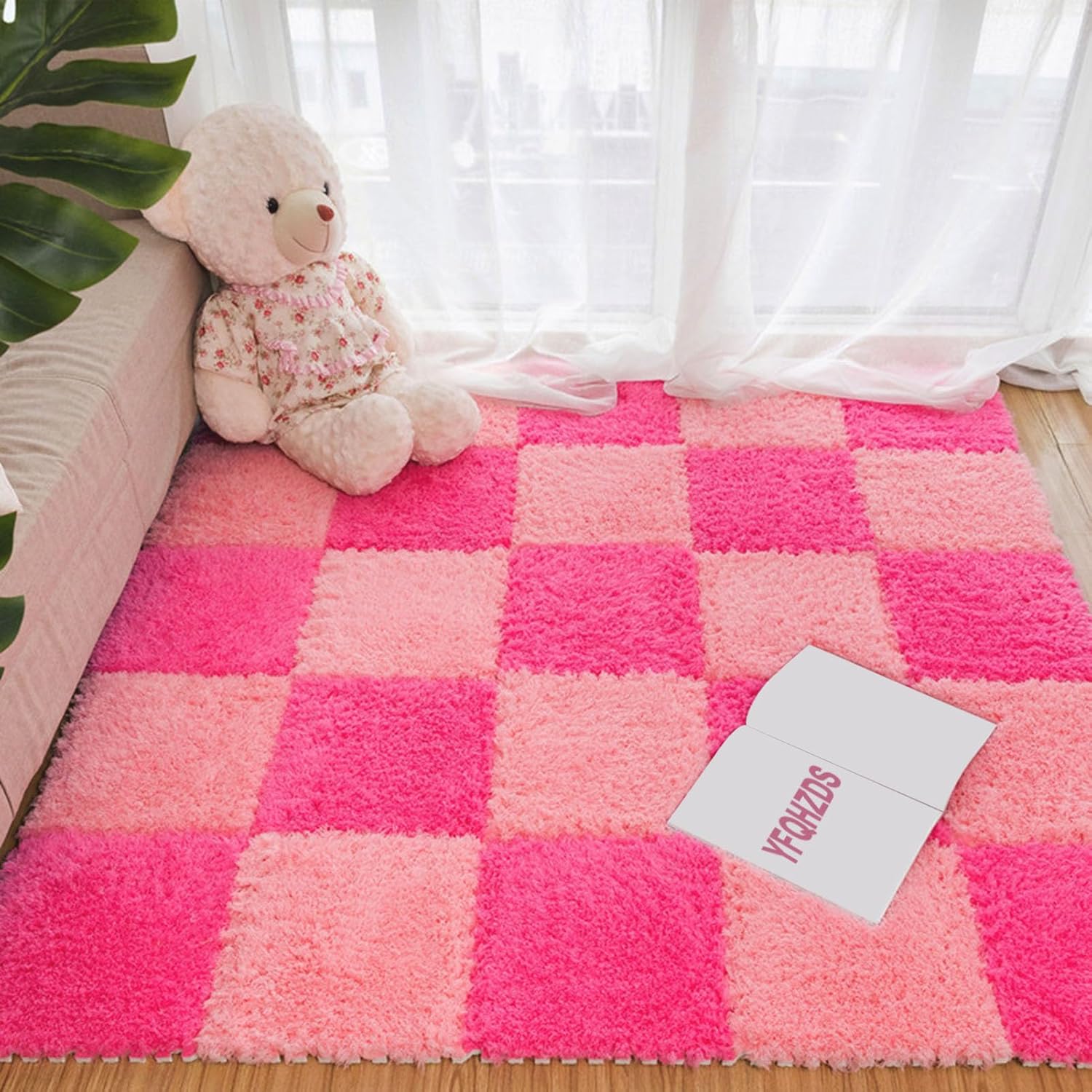 Amazon.com: HoKiis 60 Pcs Fluffy Plush Puzzle Foam Floor Mat,Fuzzy ...