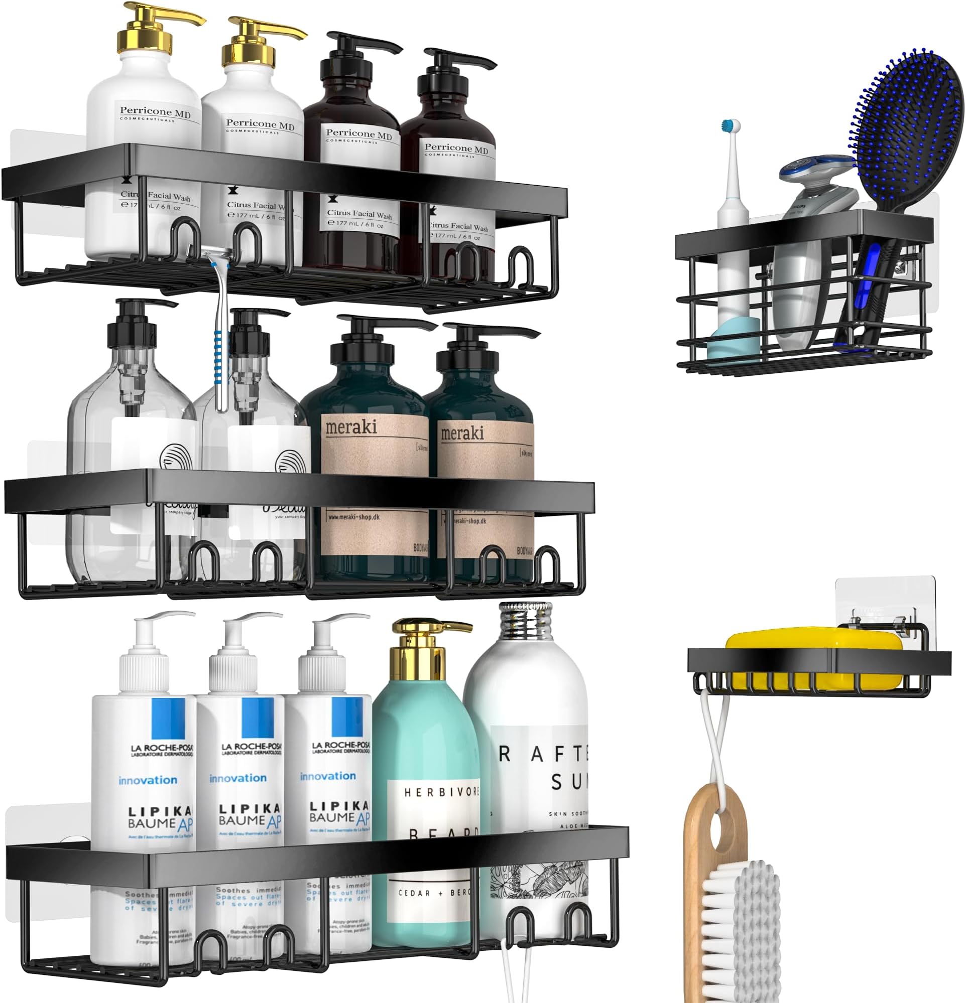 Amazon.com: OMAIRA Adhesive Shower Caddy Organizer Rack Storage with ...
