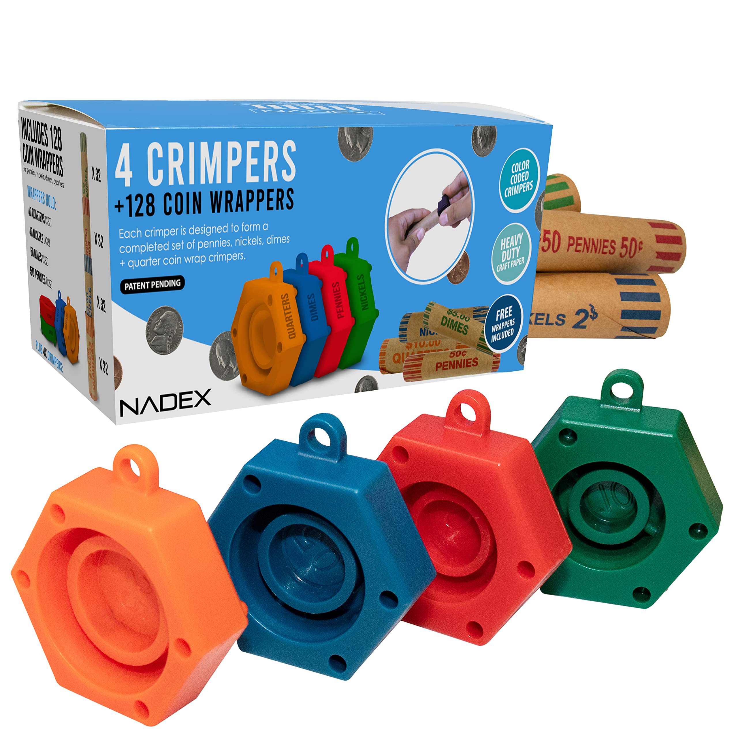 Amazon.com : Nadex 128 Assorted Preformed Crimped End Coin Roll ...