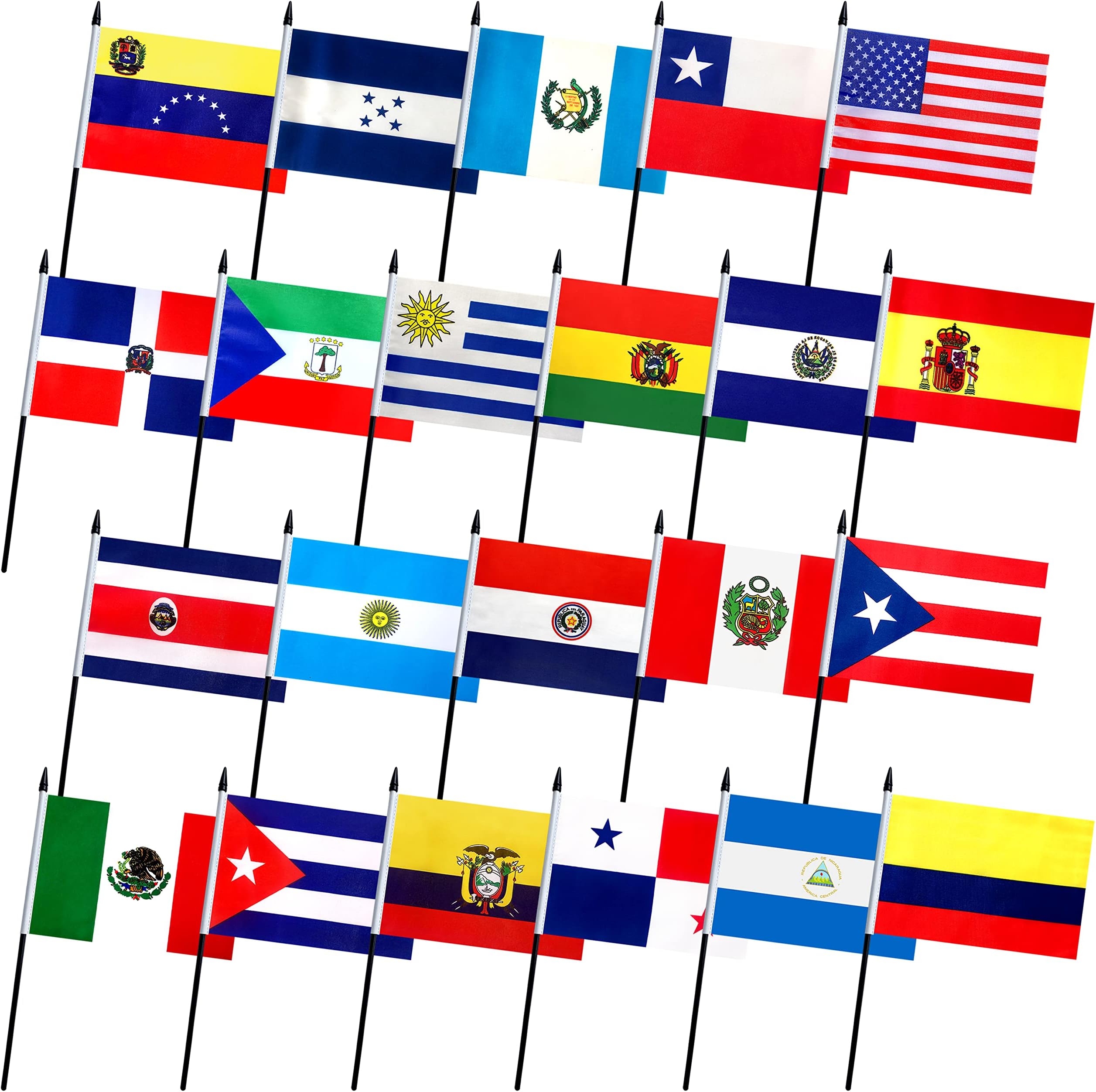 Amazon.com: AuTop Paquete de 22 banderas pequeñas de mano de países de ...