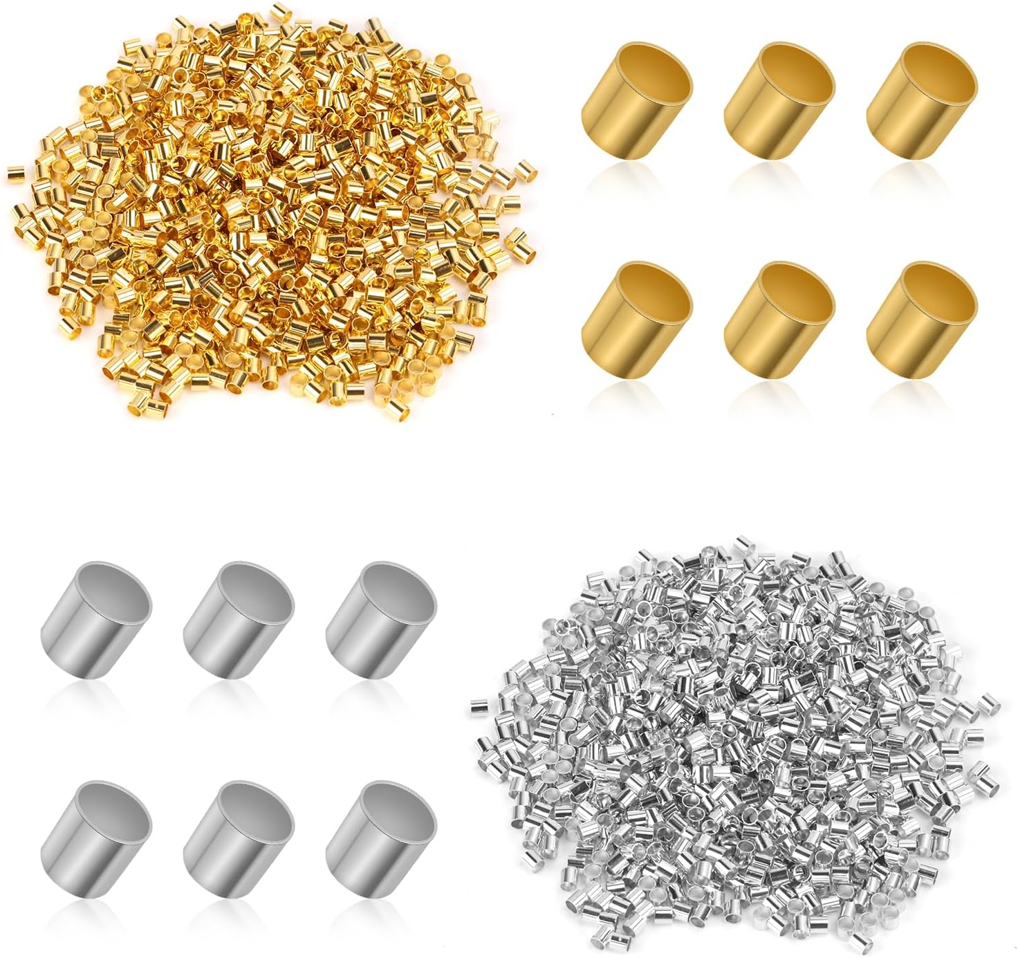 2000pcs Crimp Beads for Jewelry Making, 0.78x0.78 Inch Crimp Bead Tube ...