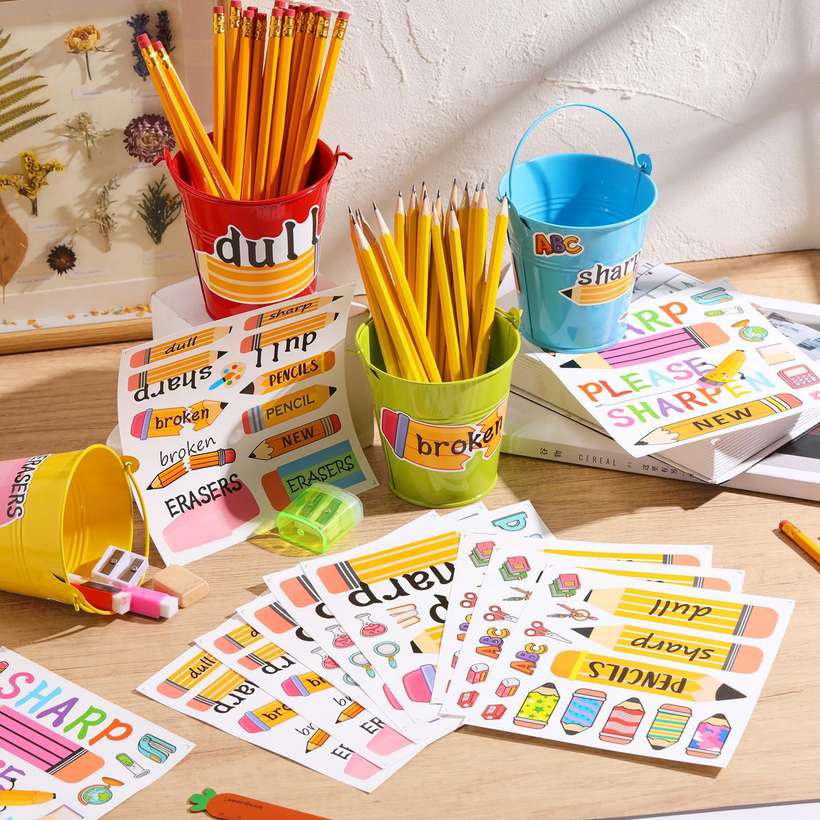 Snapklik.com : 12 Sheets Sharp And Dull Pencil Sticker For Pencil ...