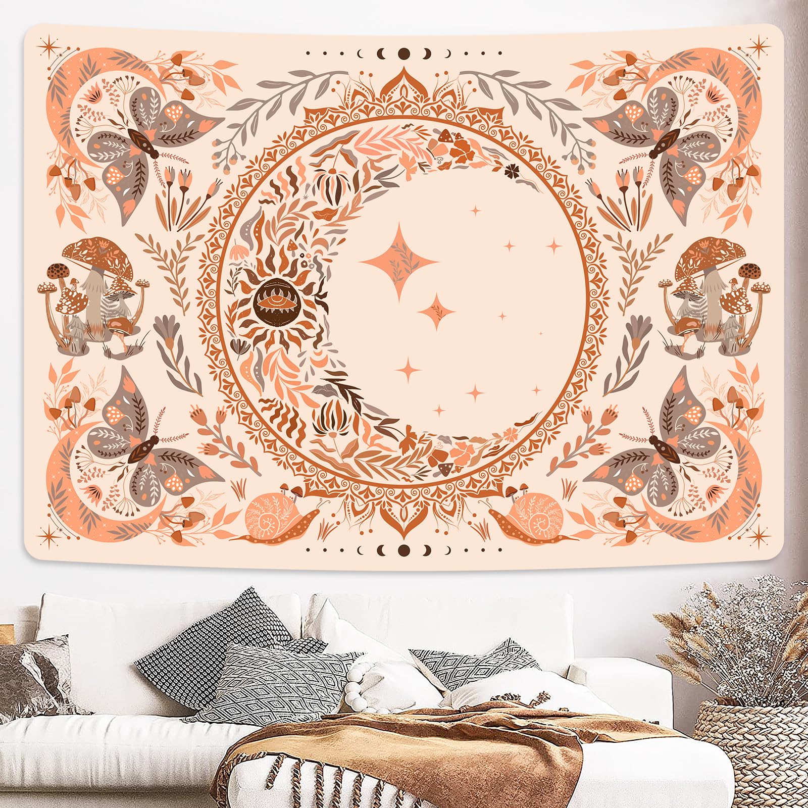 Amazon.com: Uspring Boho Vintage Tapestry Floral Leaves Butterfly ...