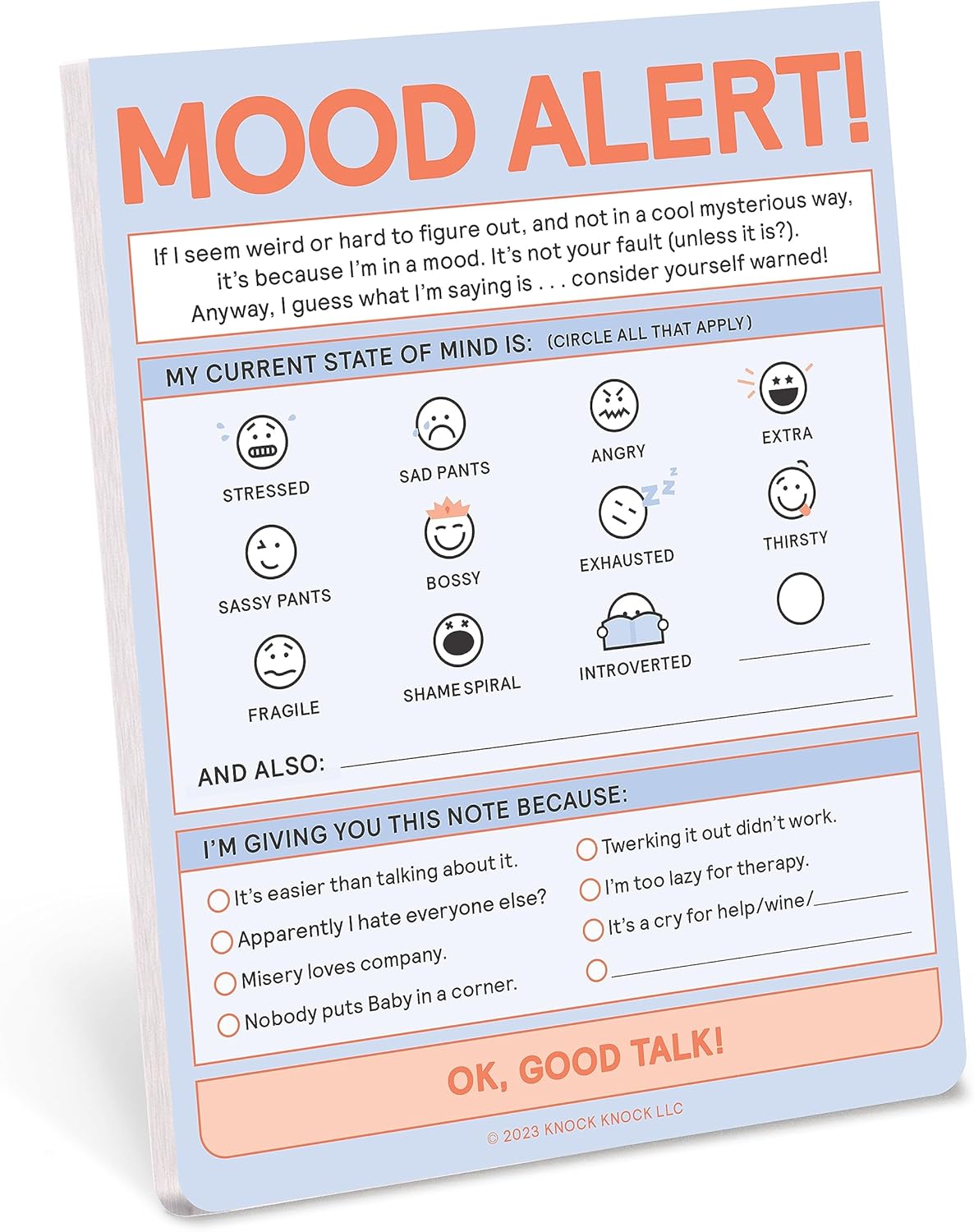 Amazon.com : Knock Knock 1-Count Today's Mood Nifty Note Pad, Mood ...