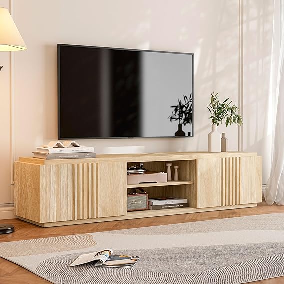 Amazon.com: BELLEZE 70" Fluted TV Stand for TVs up to 75", Media ...