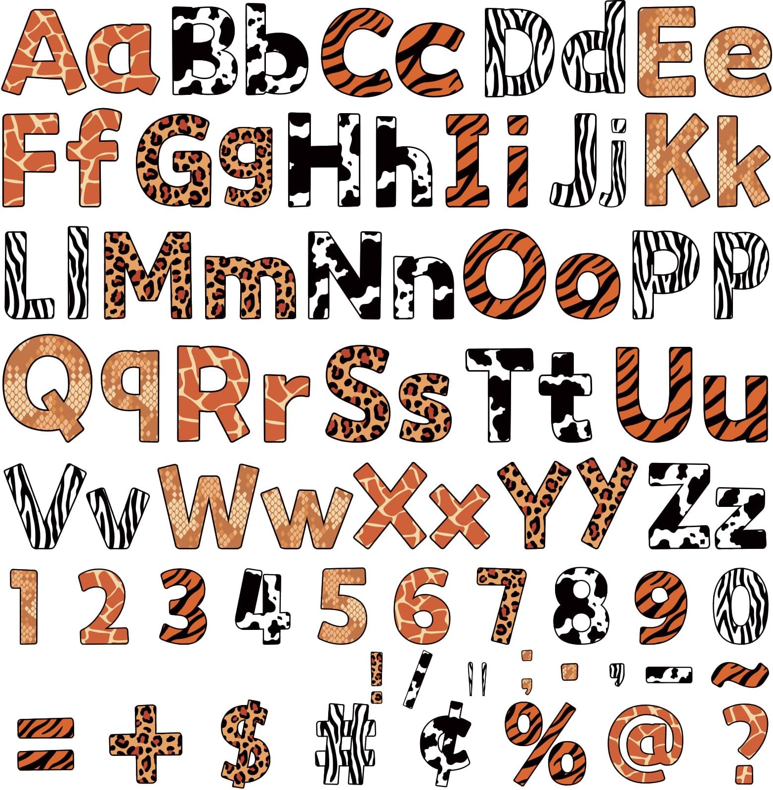 Amazon.com: 80 Sheets Animal Prints Letters Cutout Animal Texture ...