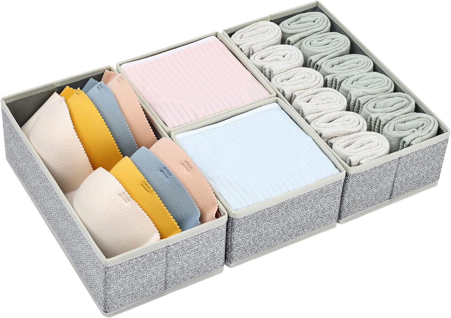Navaris 6 Pcs Fabric Drawer Organisers - Set of 6 Wardrobe Organiser ...