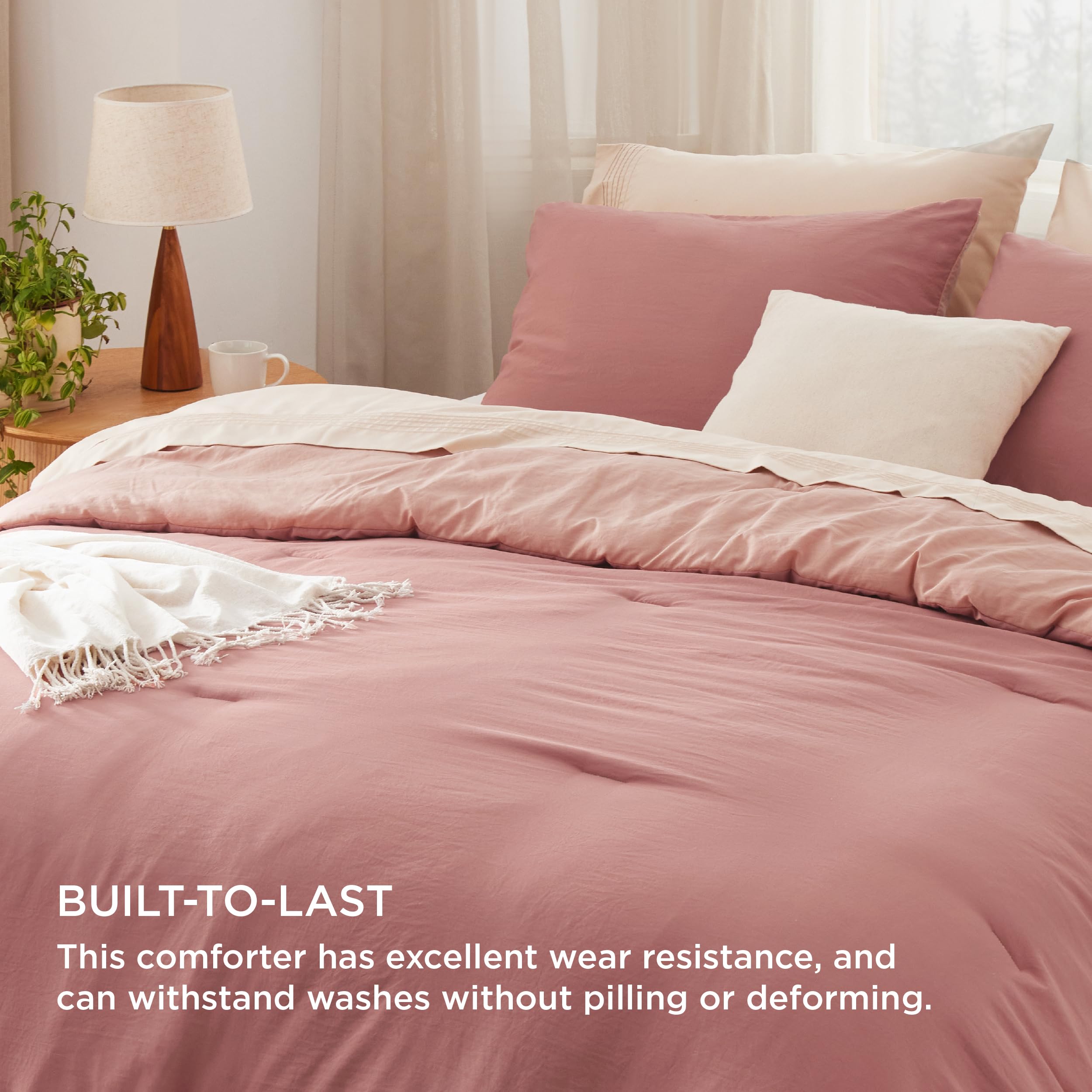 Snapklik.com : Bedsure Queen Size Comforter Set, Reversible Pink Clay ...