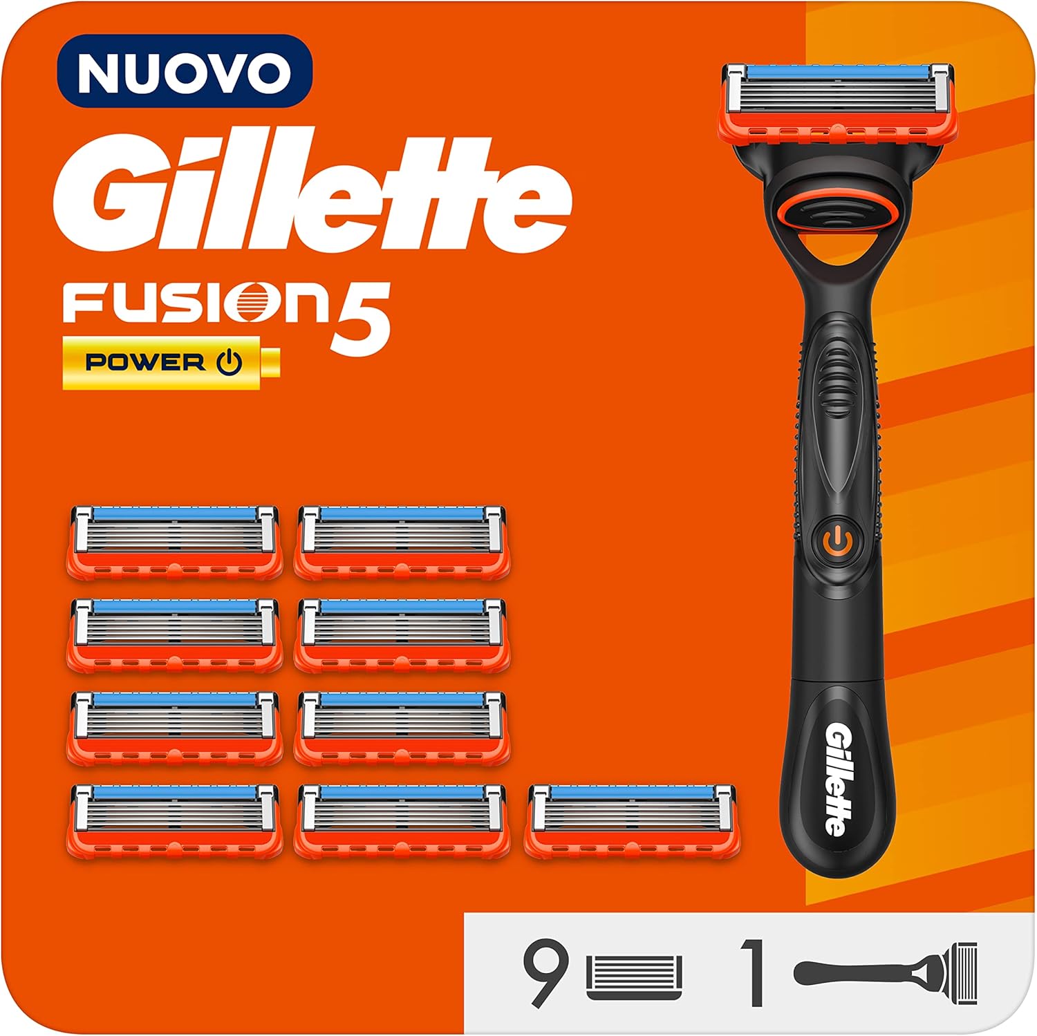 Gillette Fusion 5 Power REGOLABARBA UOMO, Lame RASOIO A MANO LIBERA, 1 ...