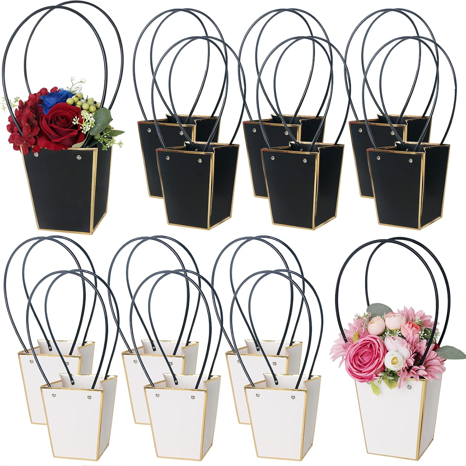 Amazon.com: SEMONONIA Kraft Paper Flower Gift Bag - 12Pack Bouquet Bags ...