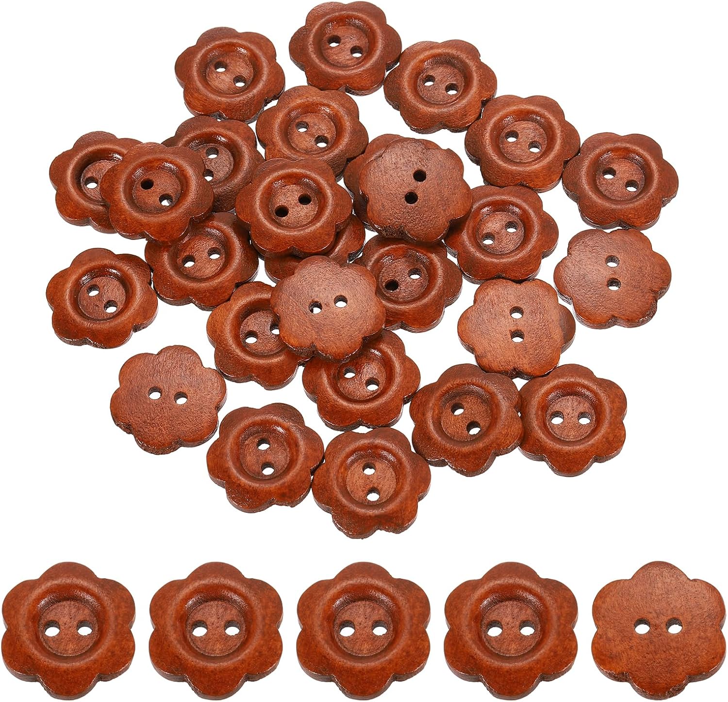 Amazon.com: uxcell 50Pcs Wooden Buttons, 20mm Flower Shape Wood Buttons ...