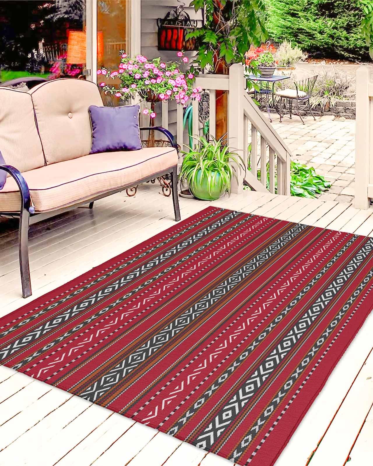 Red Wide Striped Rugs