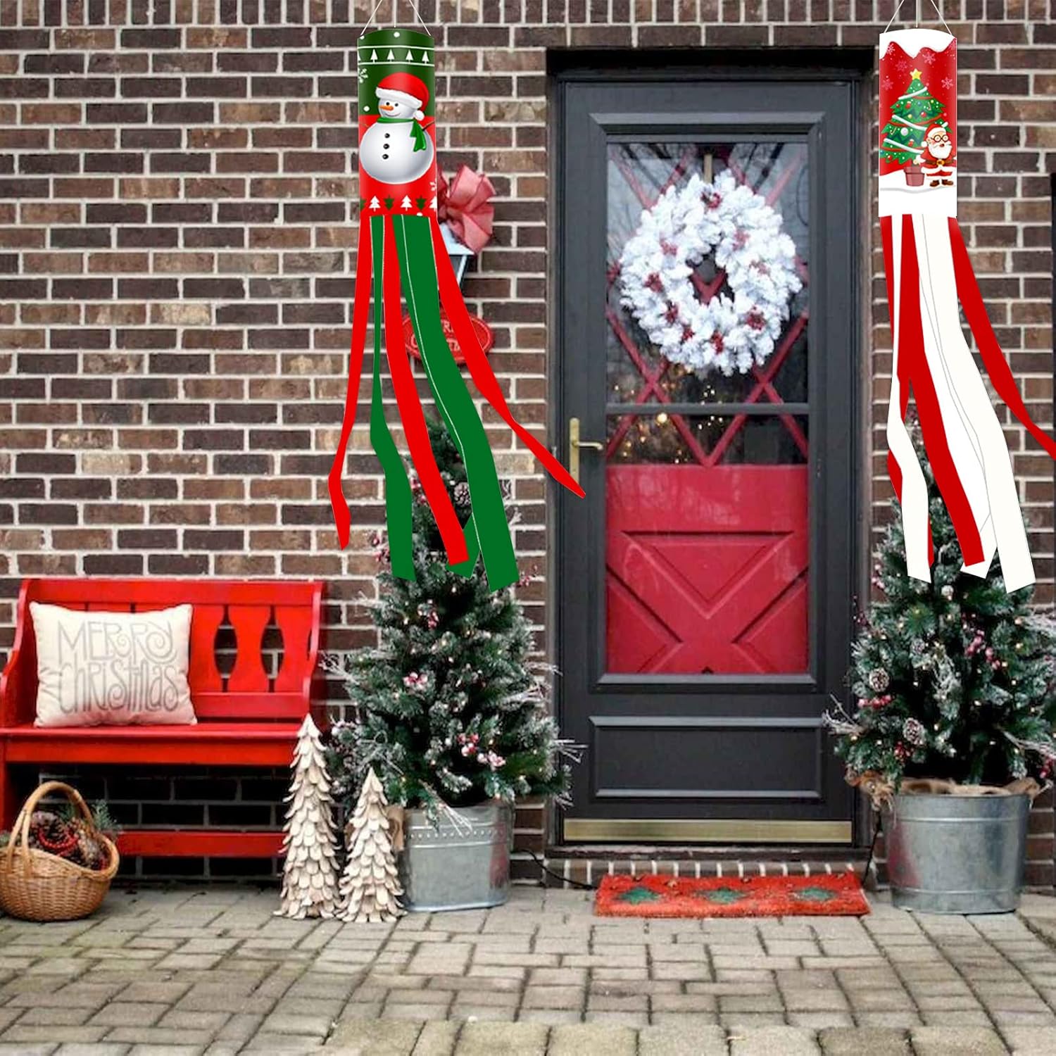 Buy Lucleag 2 Pack Christmas Windsocks, Snowman Santa Claus Christmas ...