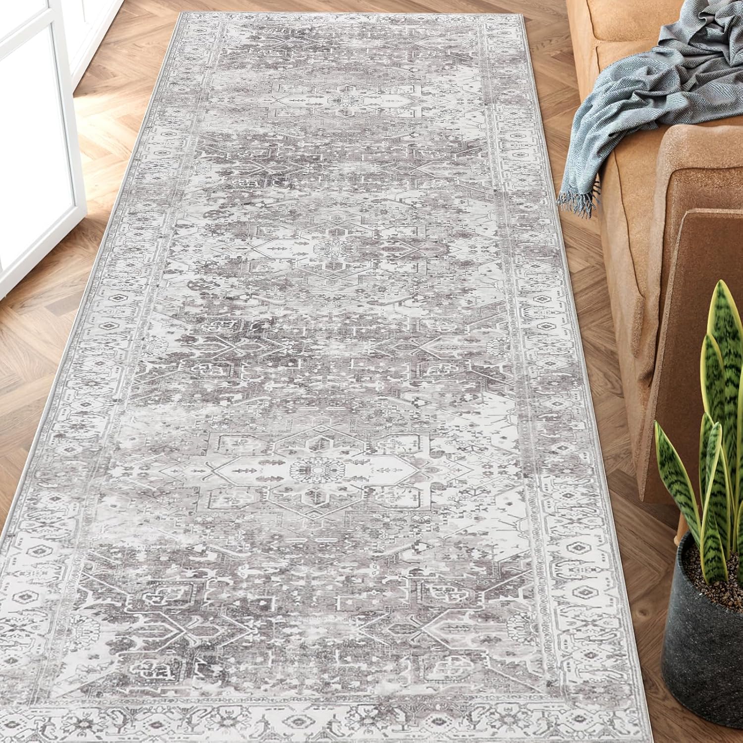 Amazon.com: WondRg 2x8 Runner Rug Washable Grey Vintage Hallway Kitchen ...