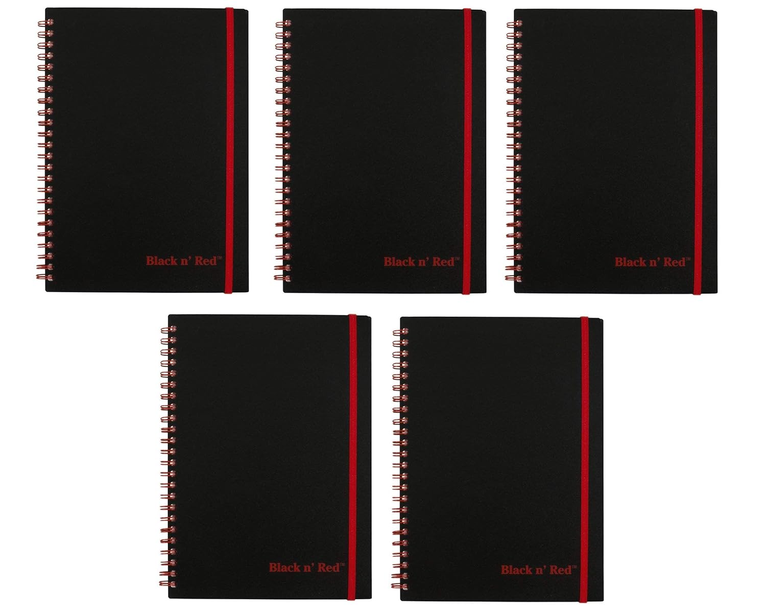 Black n' Red Twin Wire Poly Cover Notebook, 8-1/4 x 5-7/8 inches, Black ...