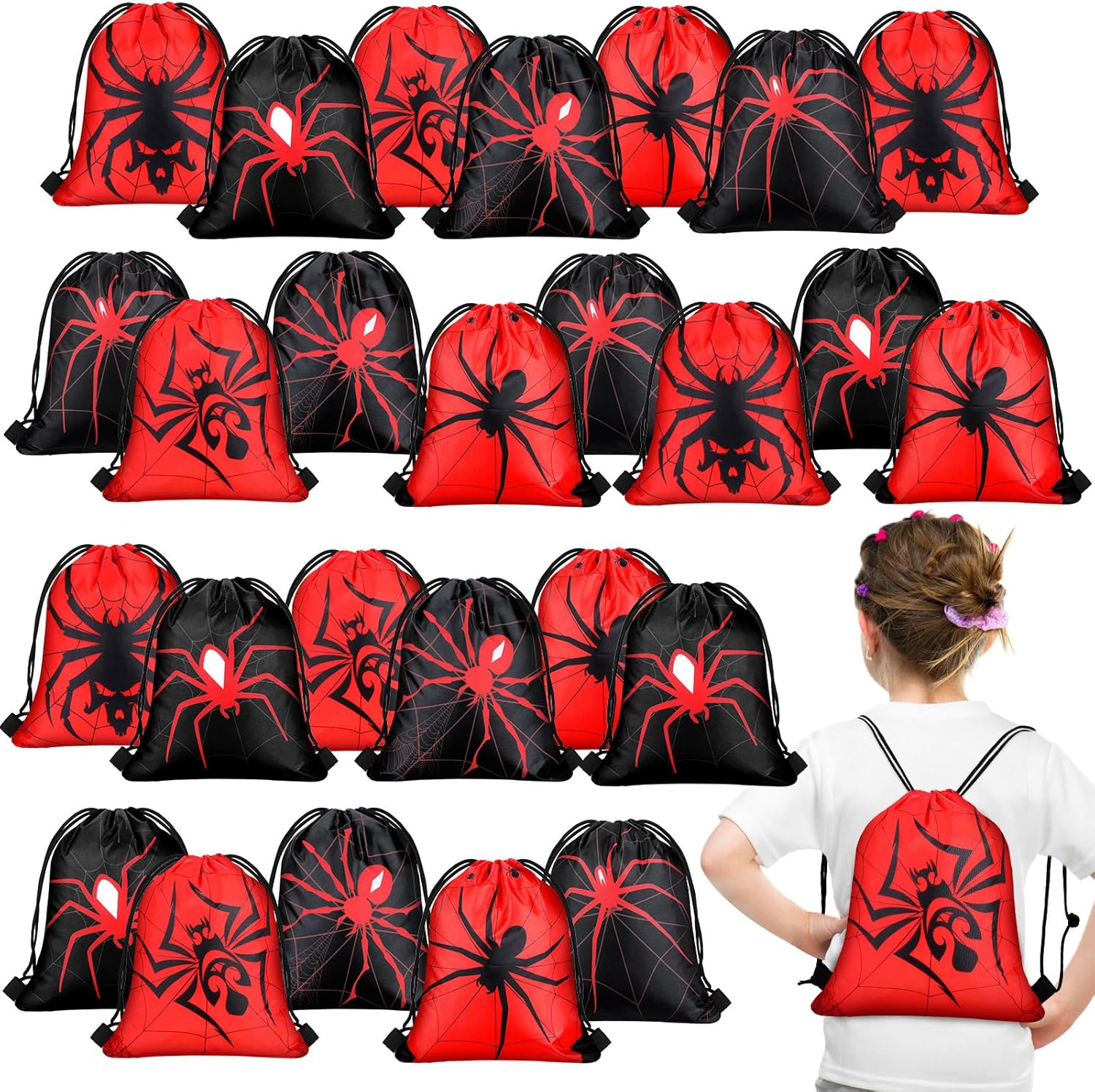 Amazon.com: Lothee 30 Pcs Spider Party Favor Bags Spider Drawstring Bag ...