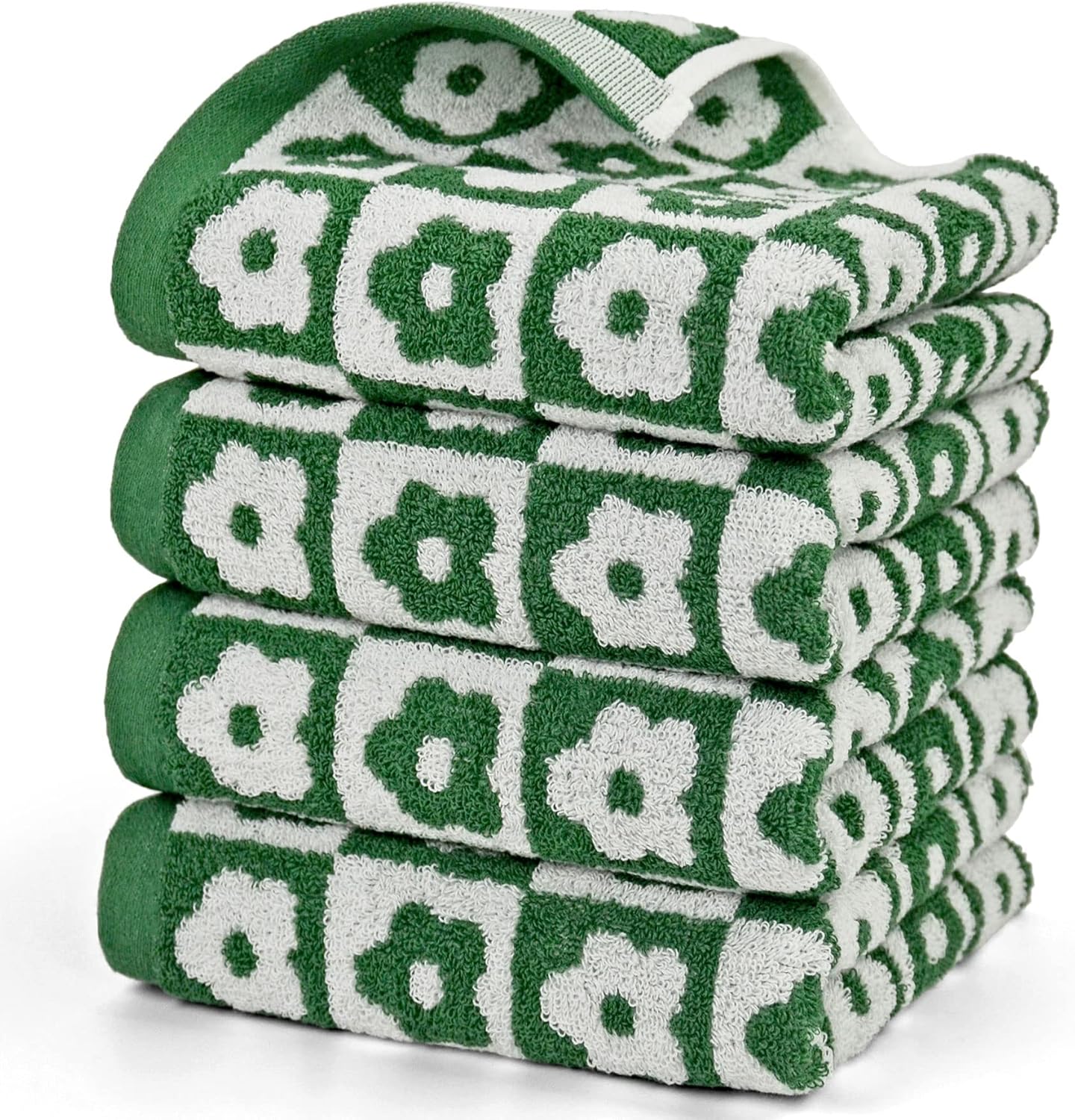 Amazon.com: Jacquotha Hand Towels Checkered Floral - Set of 4 Soft Face ...