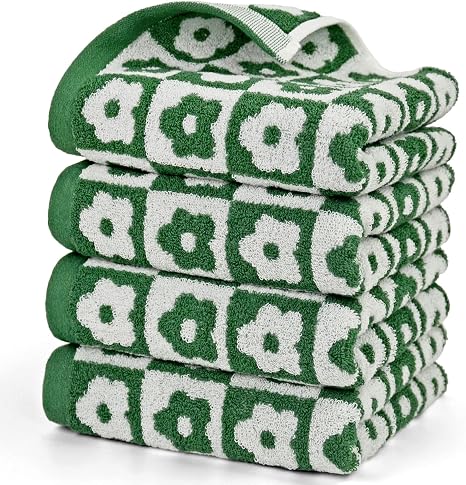 Amazon.com: Jacquotha Hand Towels Checkered Floral - Set of 4 Soft Face ...