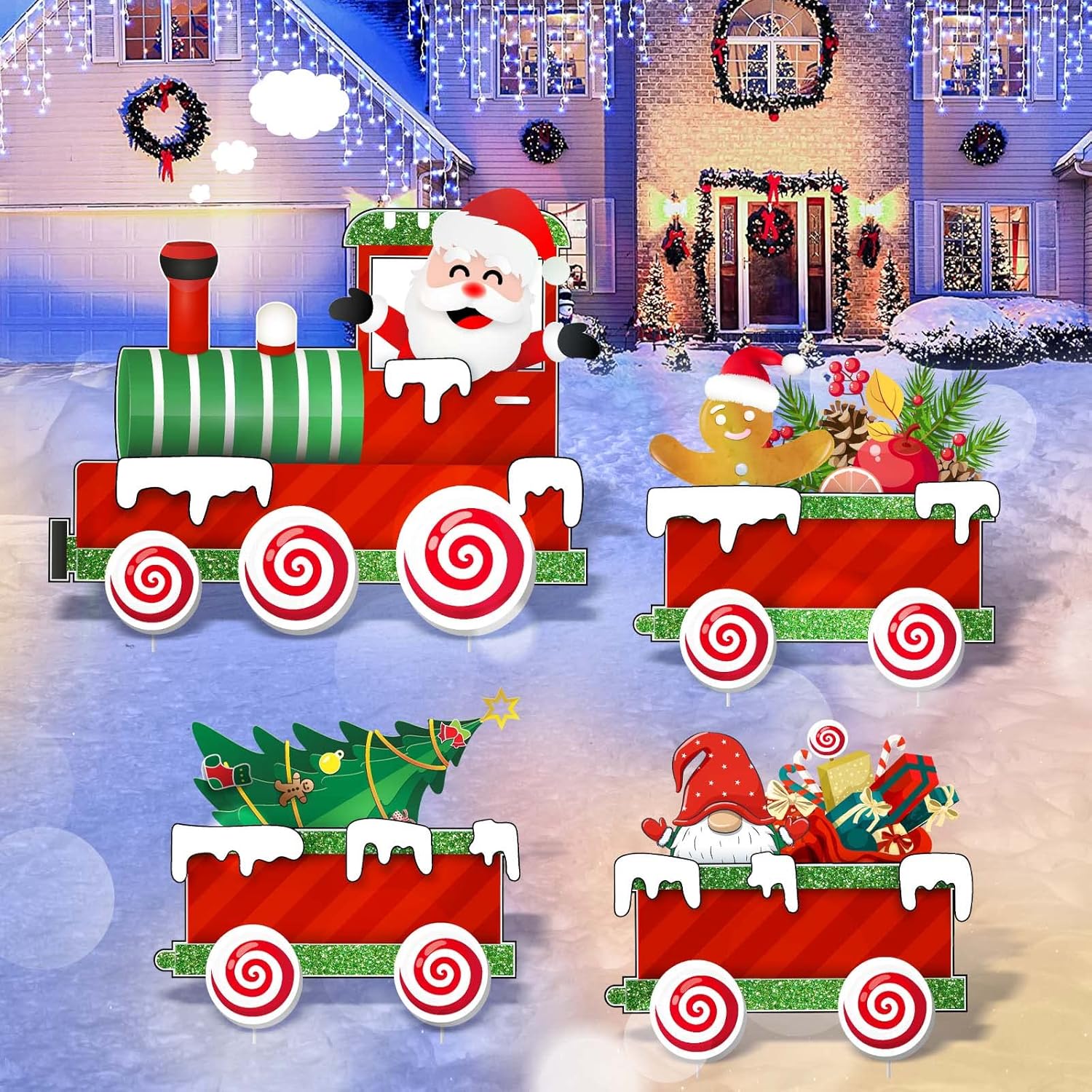 Amazon.com : Christmas Train Yard Signs Outdoor Decorations - Cute ...
