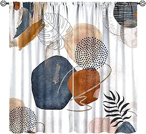 Amazon.com: JESTRONRY Boho Mid Century Curtains, Abstract Blue Gold Colorful Geometric Modern ...