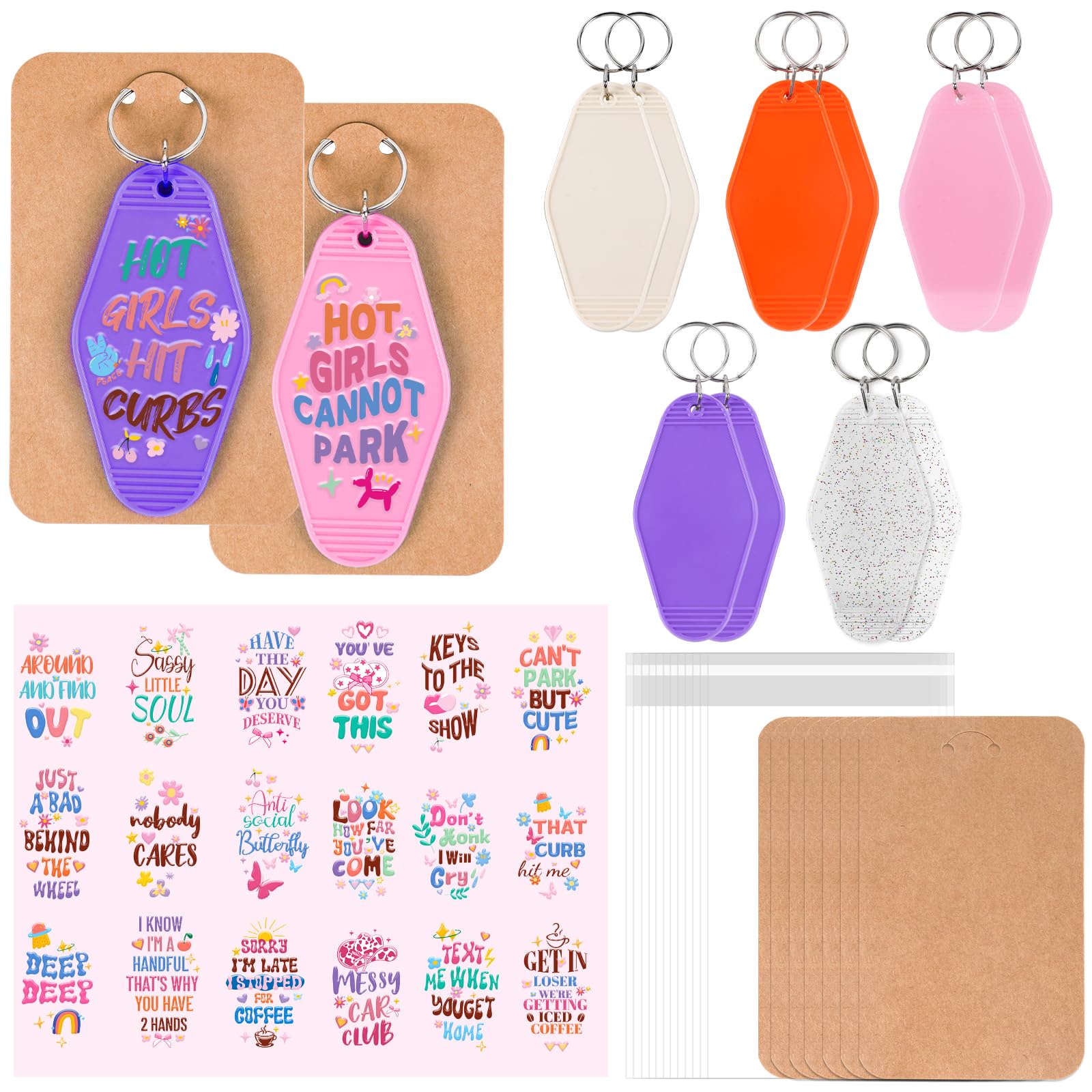 Amazon.com: Wxiben Motel Keychain UV DTF Stickers - Motel Keychains Set ...
