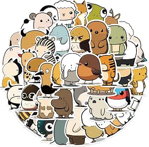 Amazon.com: Hysoiree 50pcs Cartoon Animal Stickers Vinyl Waterproof ...