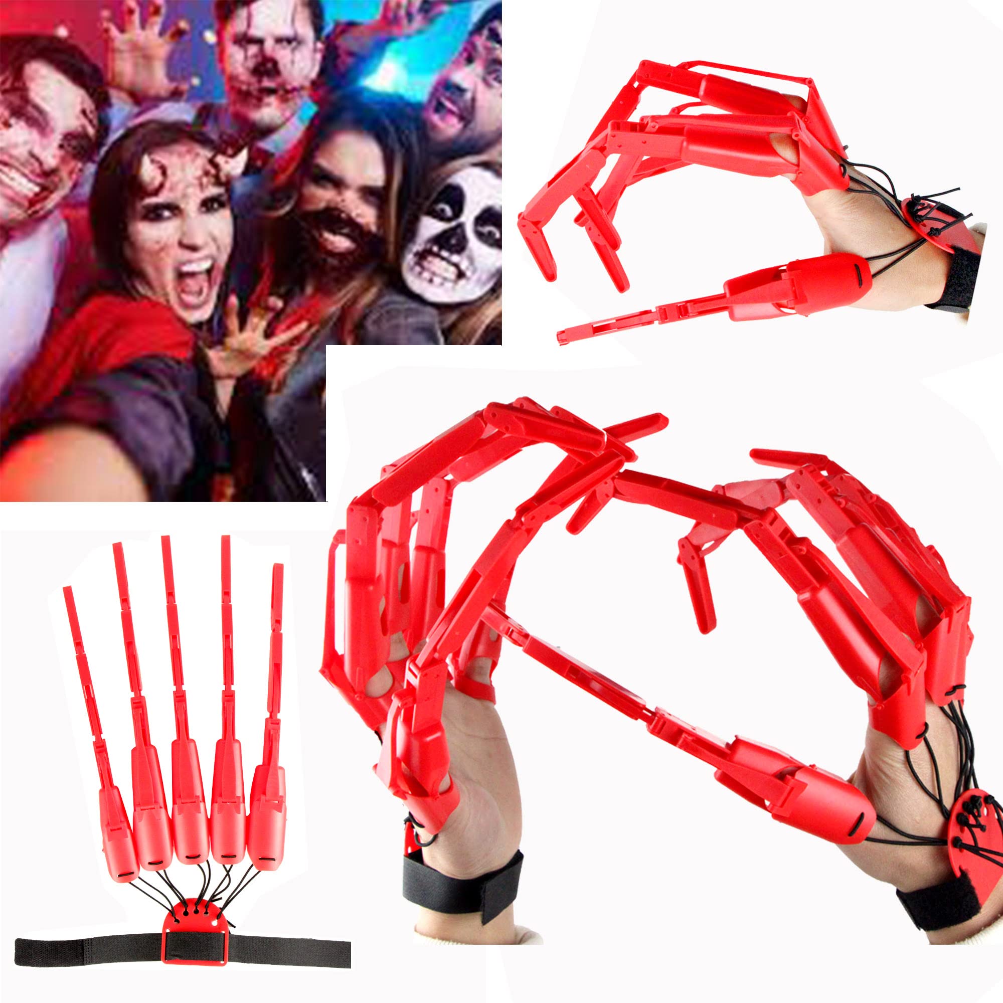 2pcs Articulated Finger Extensions 3d Cosplay Halloween Scary Skeleton ...
