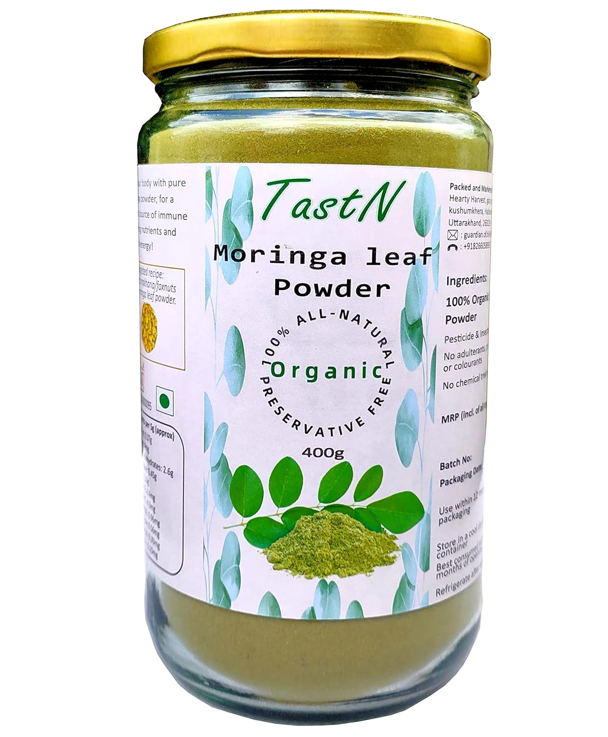 TastN Organic Moringa Leaf Powder - Customised label (400 gm) : Amazon ...