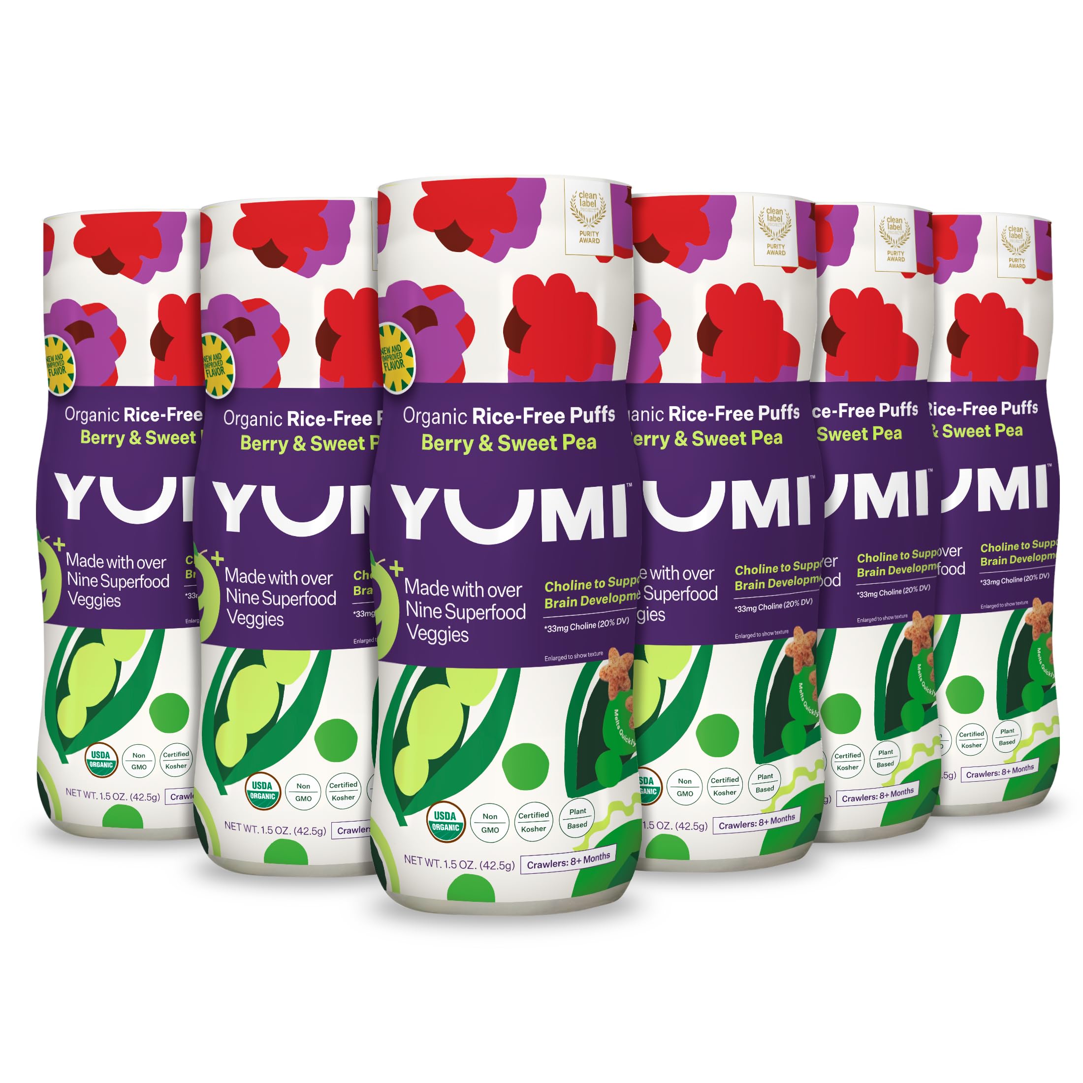 Amazon.com: YUMI Organic Rice-Free Puffs, No Sugar Added, Gluten-Free ...