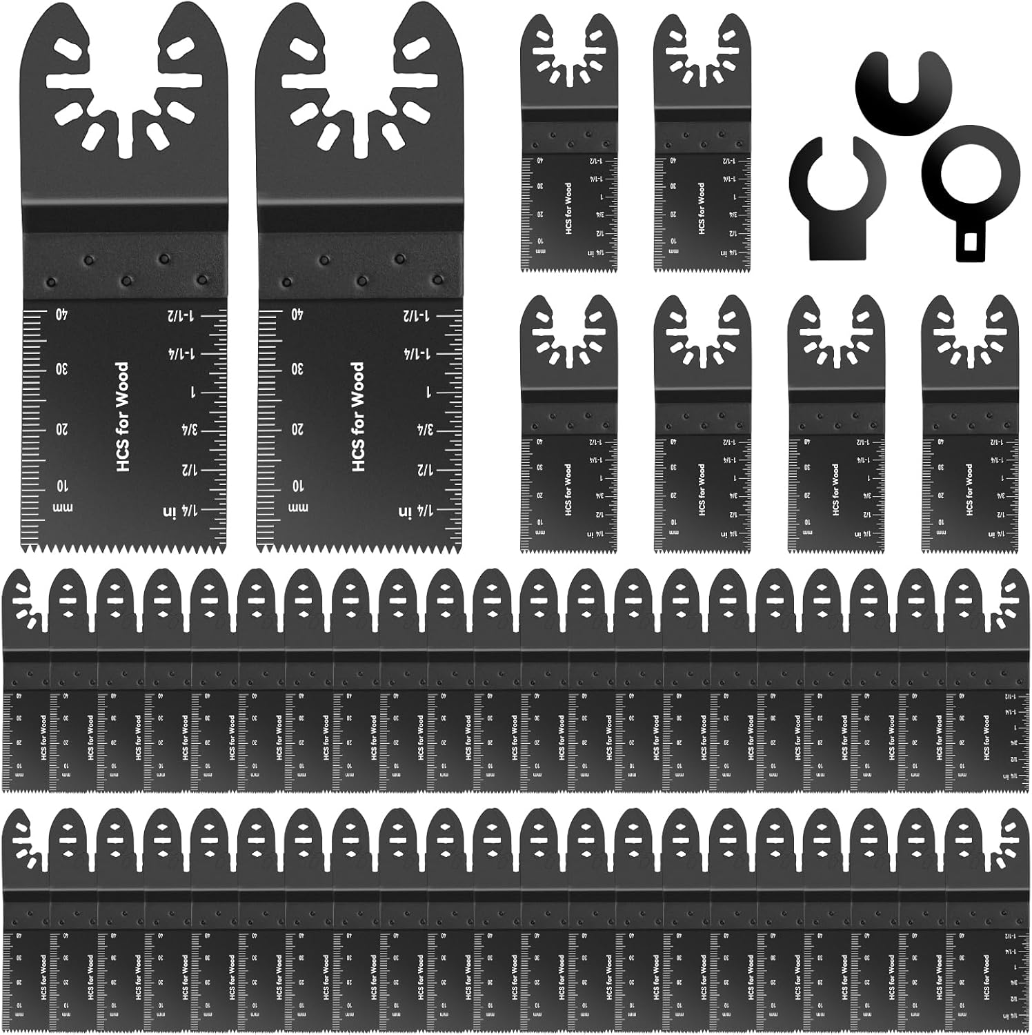 50 Pack Oscillating Saw Blades Kits, Metal Wood Universal Oscillating ...