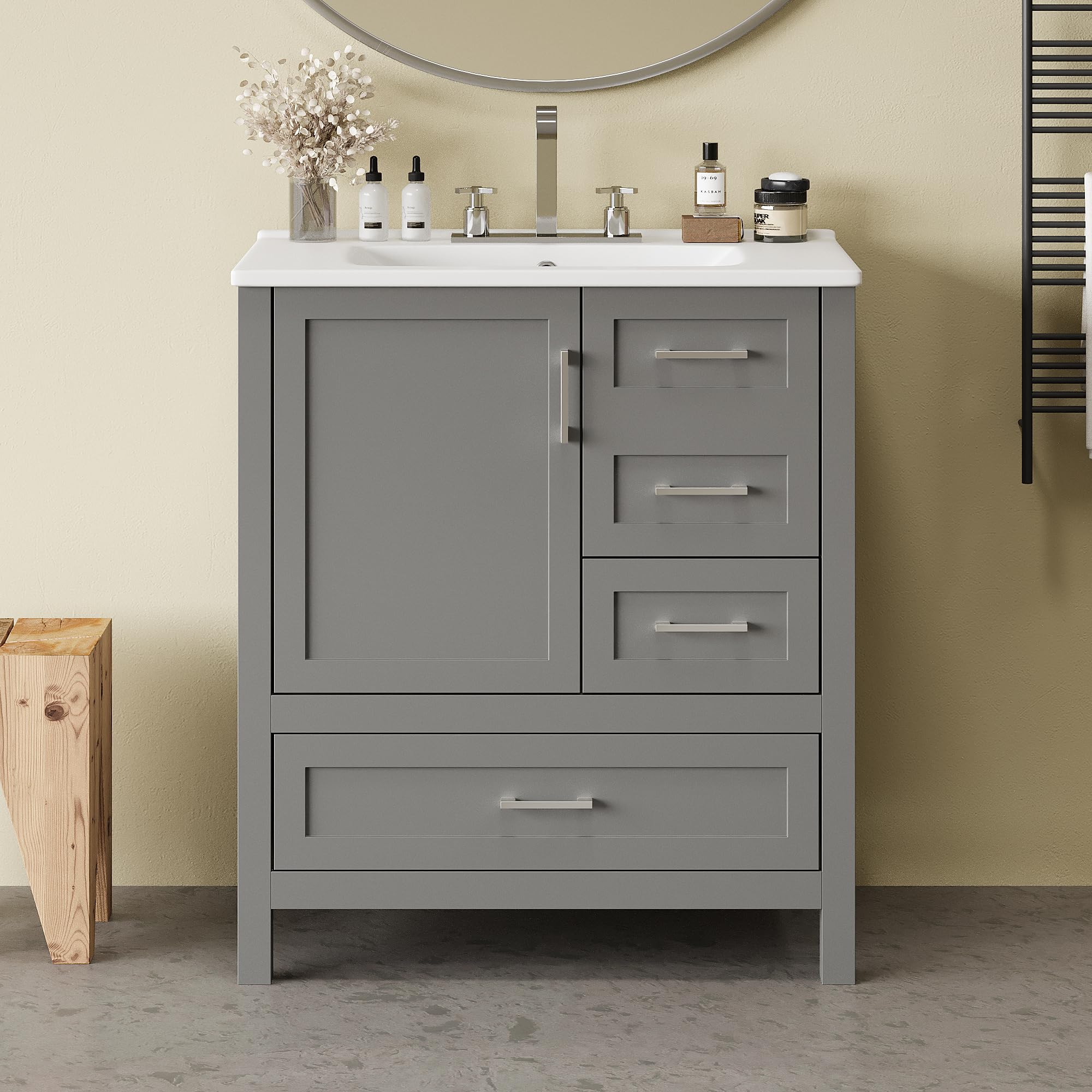 Amazon.com: 30 Inch Grey Bathroom Vanity with Sink,Modern Bathroom Sink ...