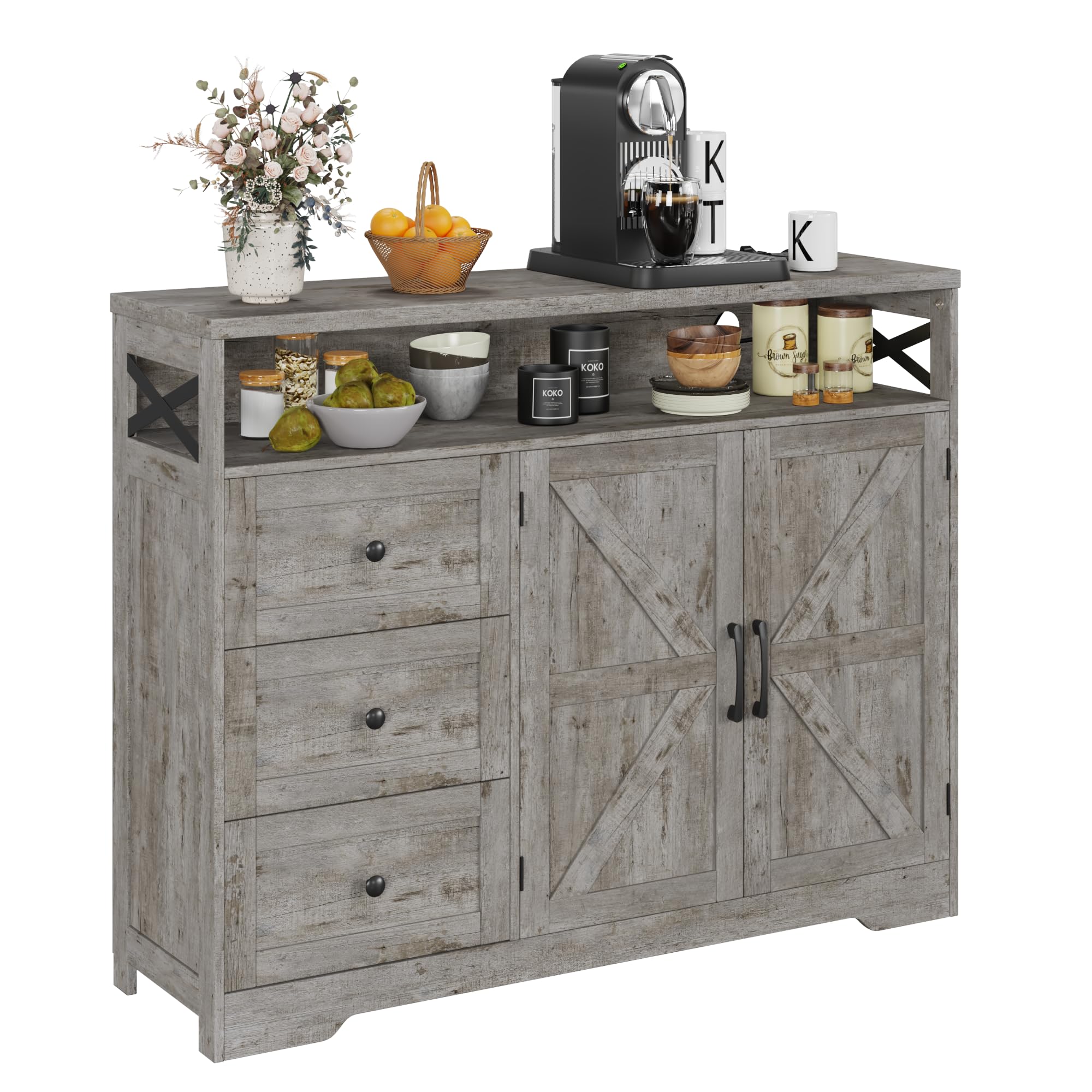Amazon.com - 47" L Farmhouse Buffet Storage Cabinet with Drawers ...