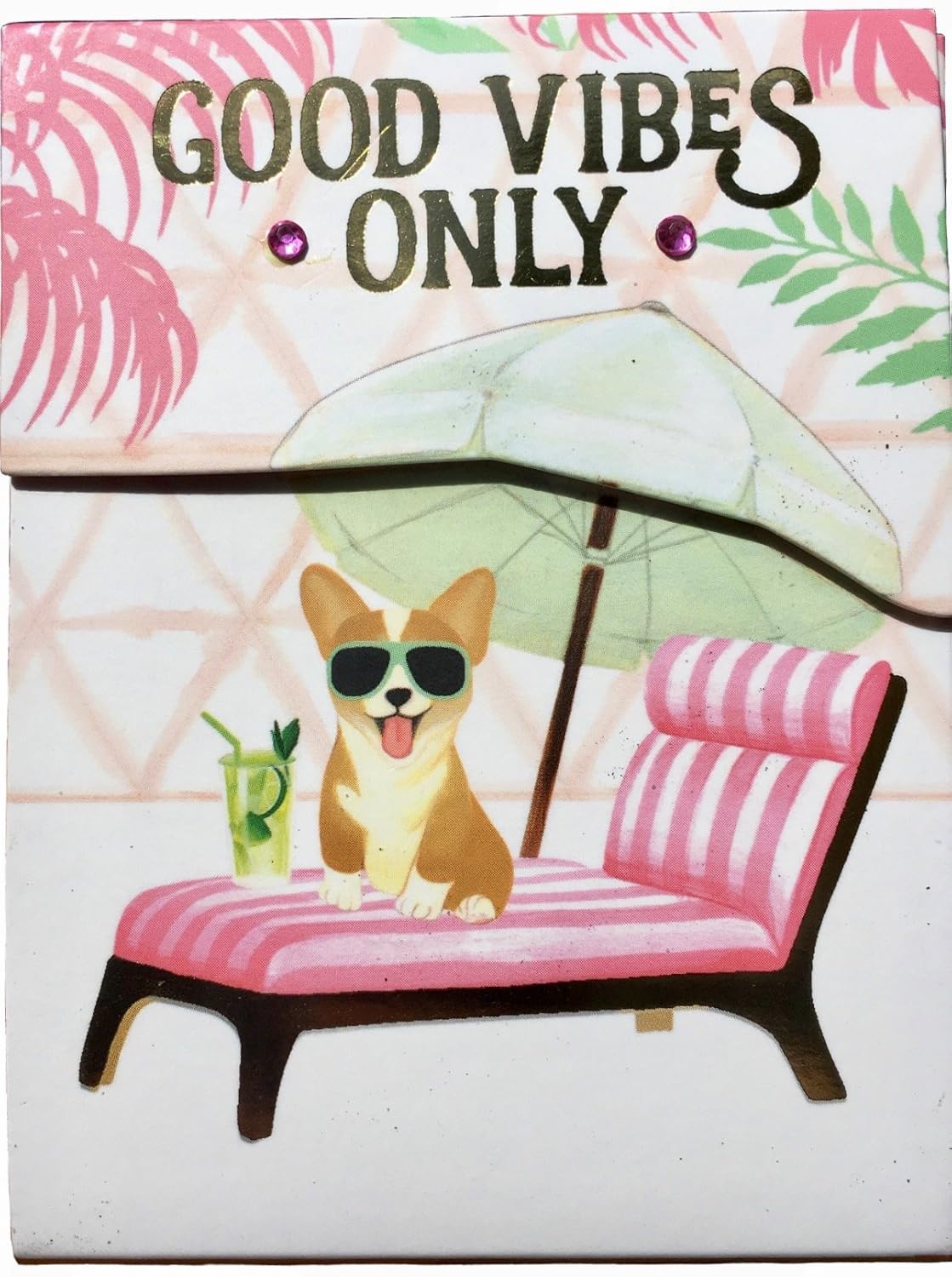 Molly & Rex Gold Foil Gem Embellished Mini Pocket Notepad ~ Good Vibes ...