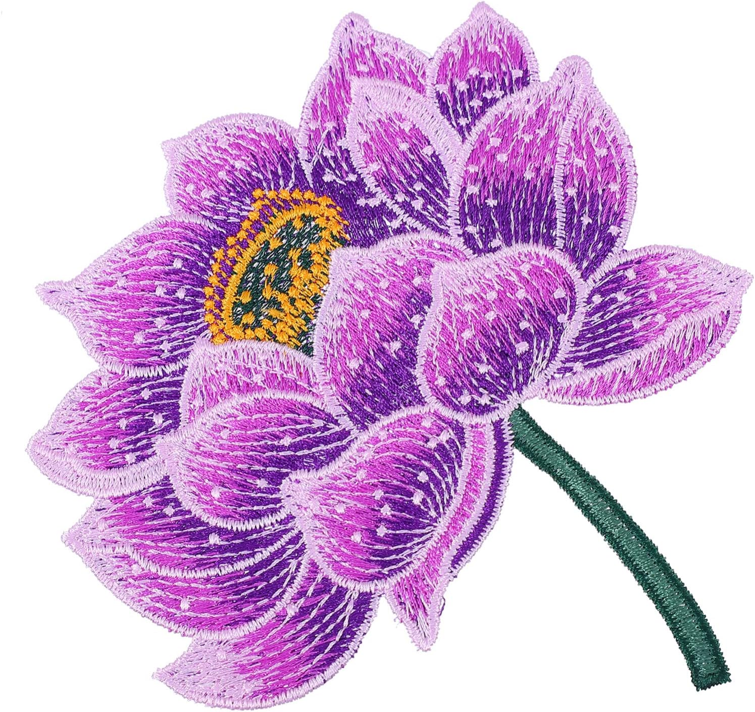 Amazon.com: GALPADA Lotus Patch Cloth Stickers, Embroidered Applique ...