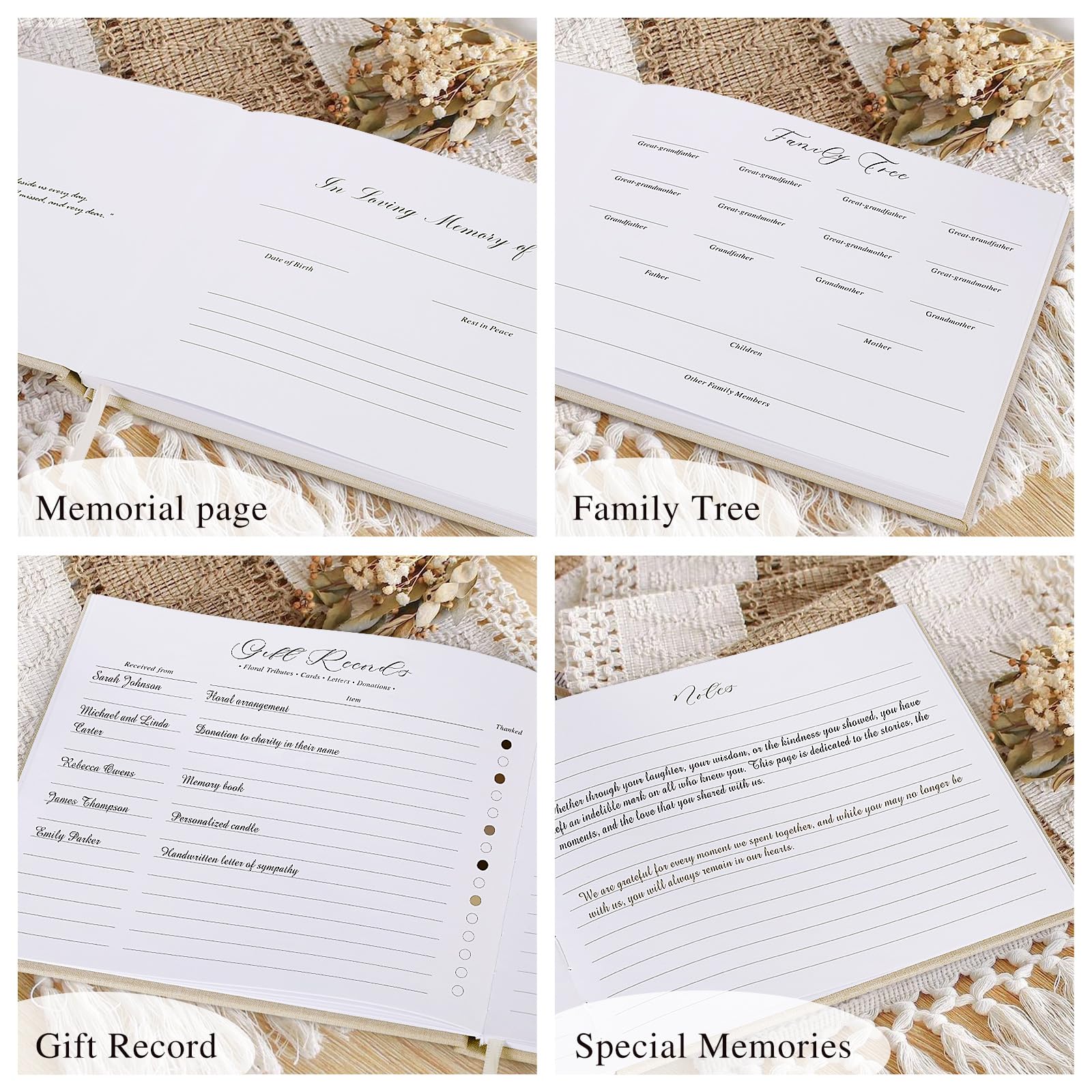 Snapklik.com : Lanpn Funeral Guest Book For Celebration Of Life, Linen ...