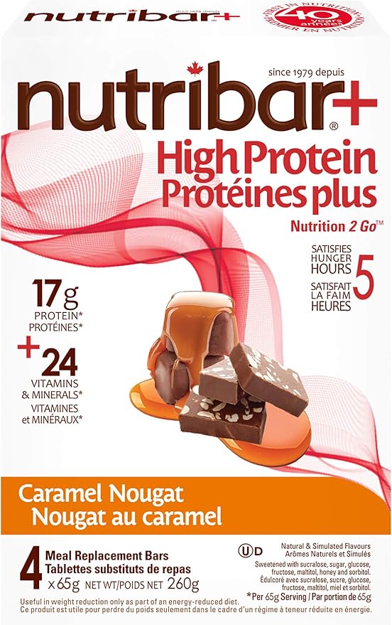 Nutribar Original Nutribar+ High protein meal Replacement Bars, Caramel ...