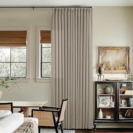 Amazon.com: Pinch Pleated Linen Curtains 108 Inches Long for Living ...