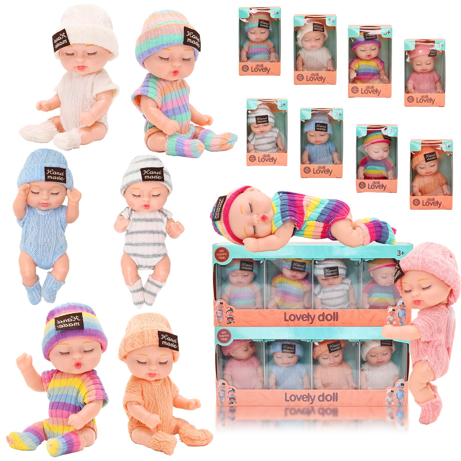 8 Sets 4 Inch Cute Baby Dolls with 4 pcs Sweet Doll Clothes, Lovely ...