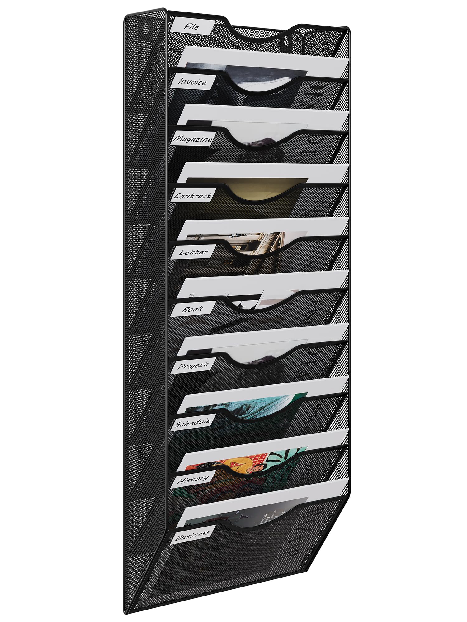 Wall Hanging File Organizer Annecy 10-Slot Wall File Organizer | Black ...