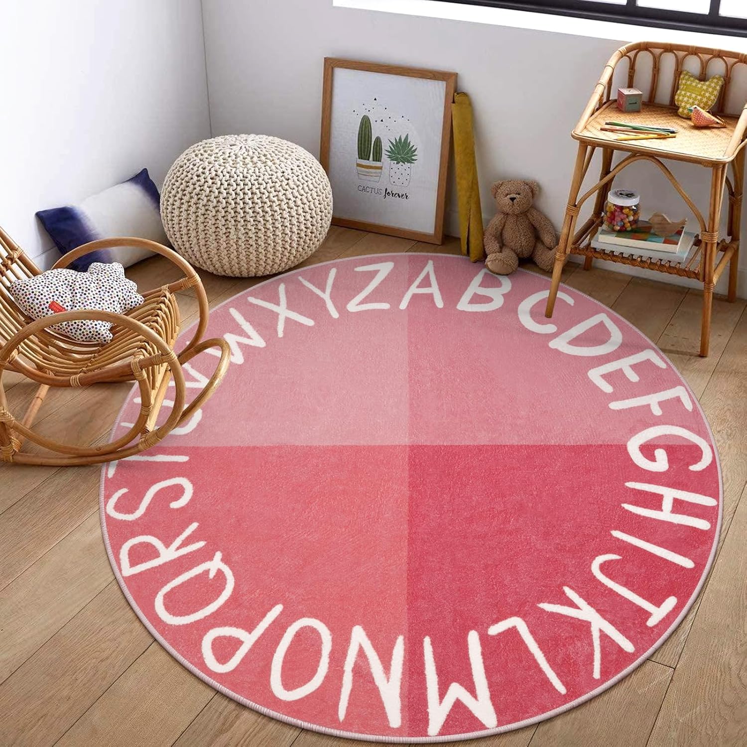 Amazon.com: LIVEBOX Large Pink Rugs for Nursery, Washable Kids Rug for ...