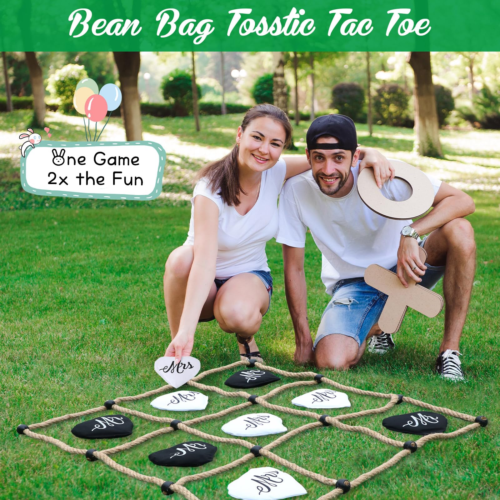 3 x 3 ft Wedding Tic Tac Toe Game for Reception Instant Setup No ...