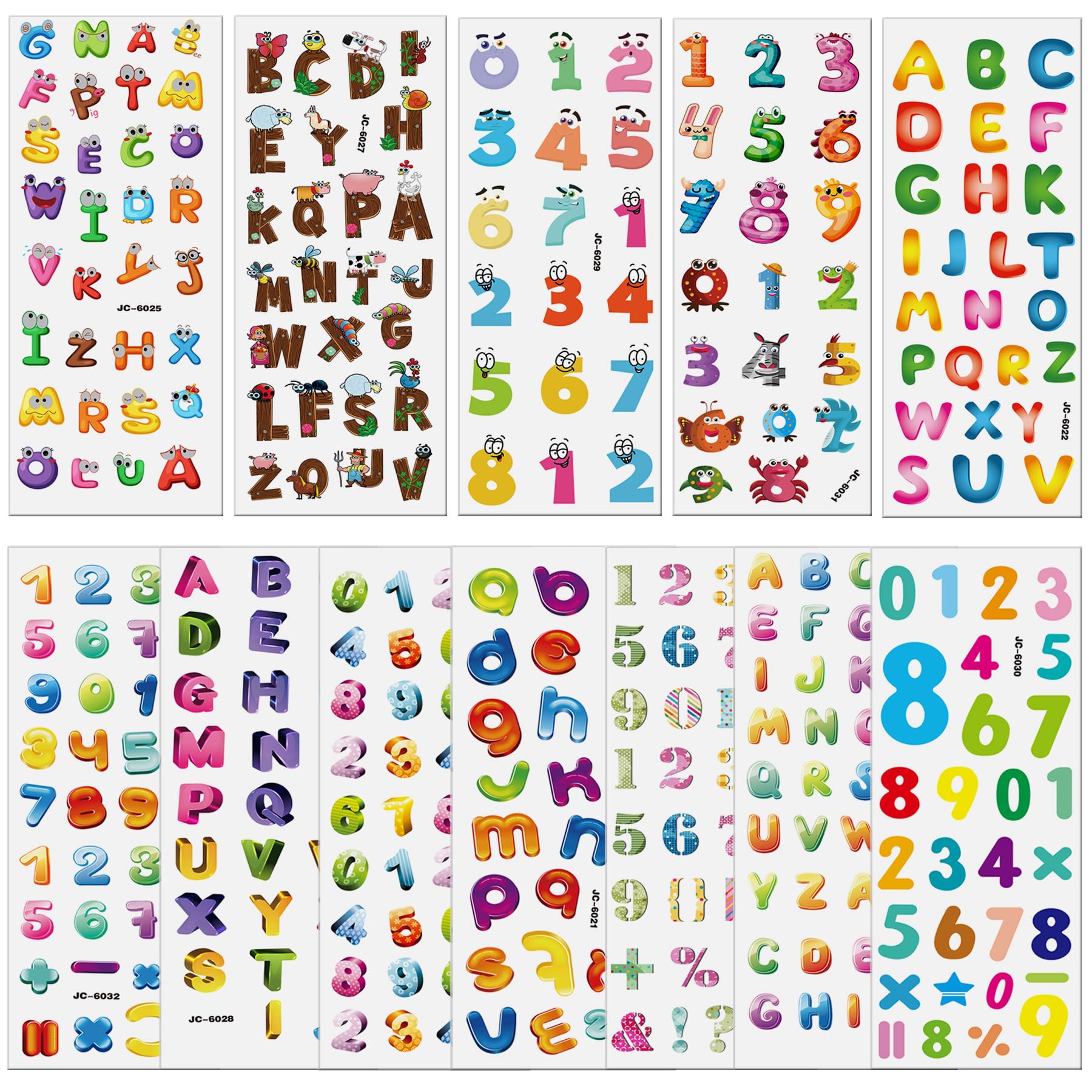 Amazon.com: Letters Numbers Stickers for Kids, 24 Sheets 600+ 3D Puffy ...