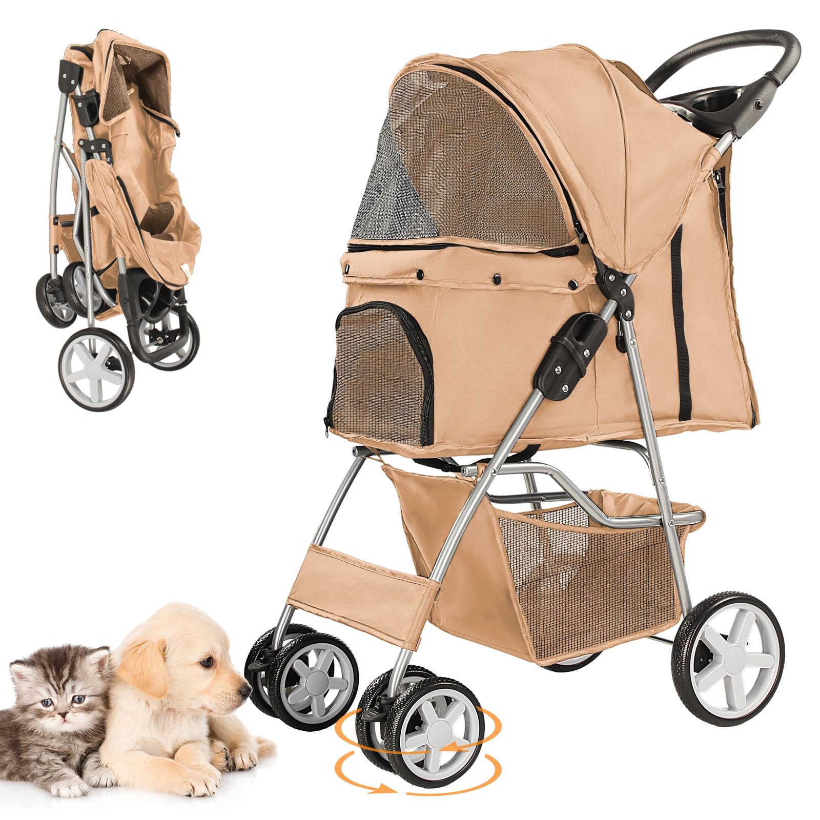 Amazon.com: LPOTIUS Pet Stroller for Small Dogs and CatsQuick-Folding ...