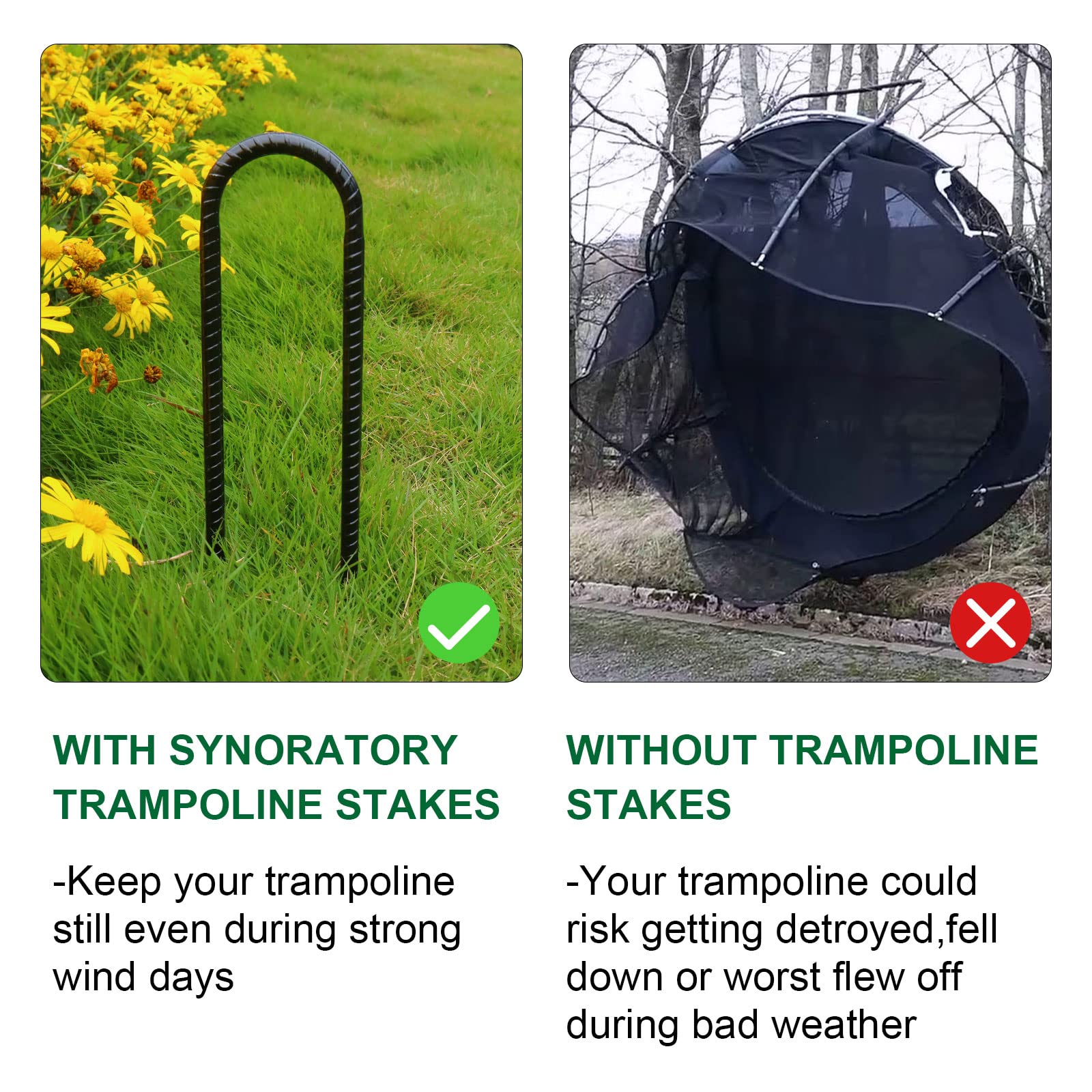 Snapklik.com : Trampoline Stakes Anchors High Wind Heavy Duty 12inch U ...