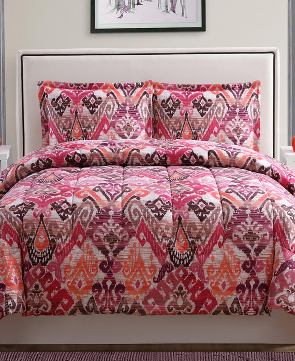 Amazon.com: Ellison First Asia Malaga Reversible Comforter Set Fuchsia ...