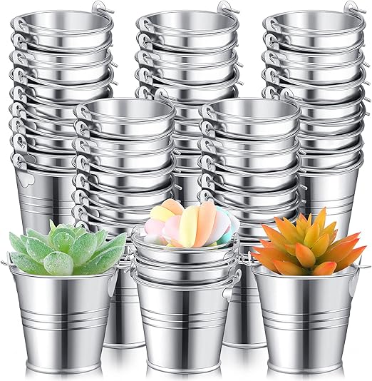 Amazon.com : 100 Pieces Mini Galvanized Buckets Small Metal Buckets ...