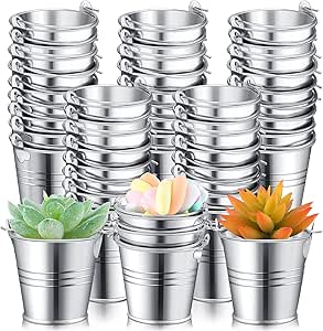 Amazon.com : 100 Pieces Mini Galvanized Buckets Small Metal Buckets ...