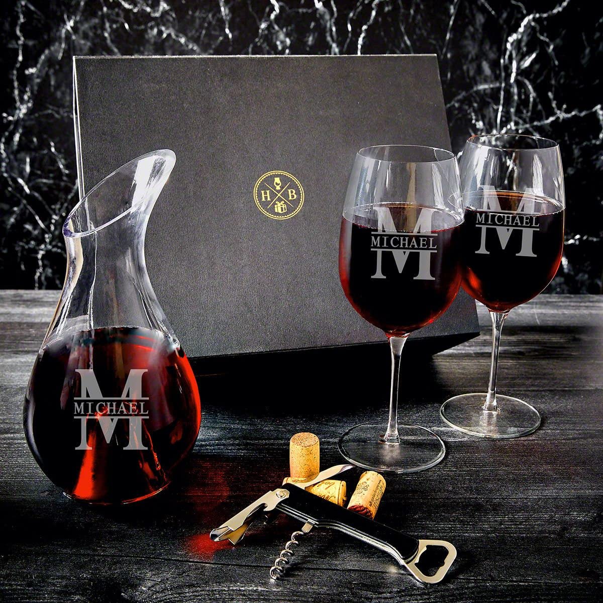 Amazon.com | Personalized 5 pc Luxury Wine Gift Set (Custom Product ...