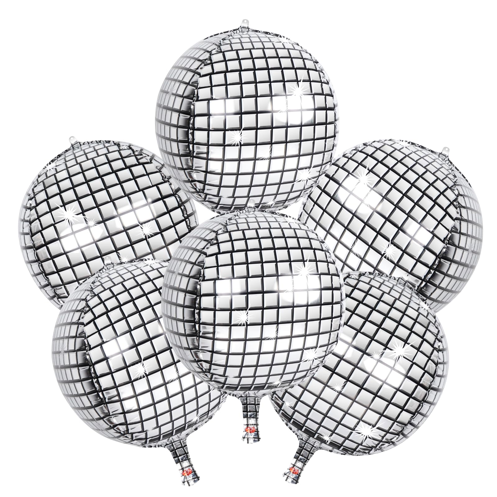 Amazon.com: 6 PCS 22Inch Silver Disco Ball Ballons, 4D Large Foil ...